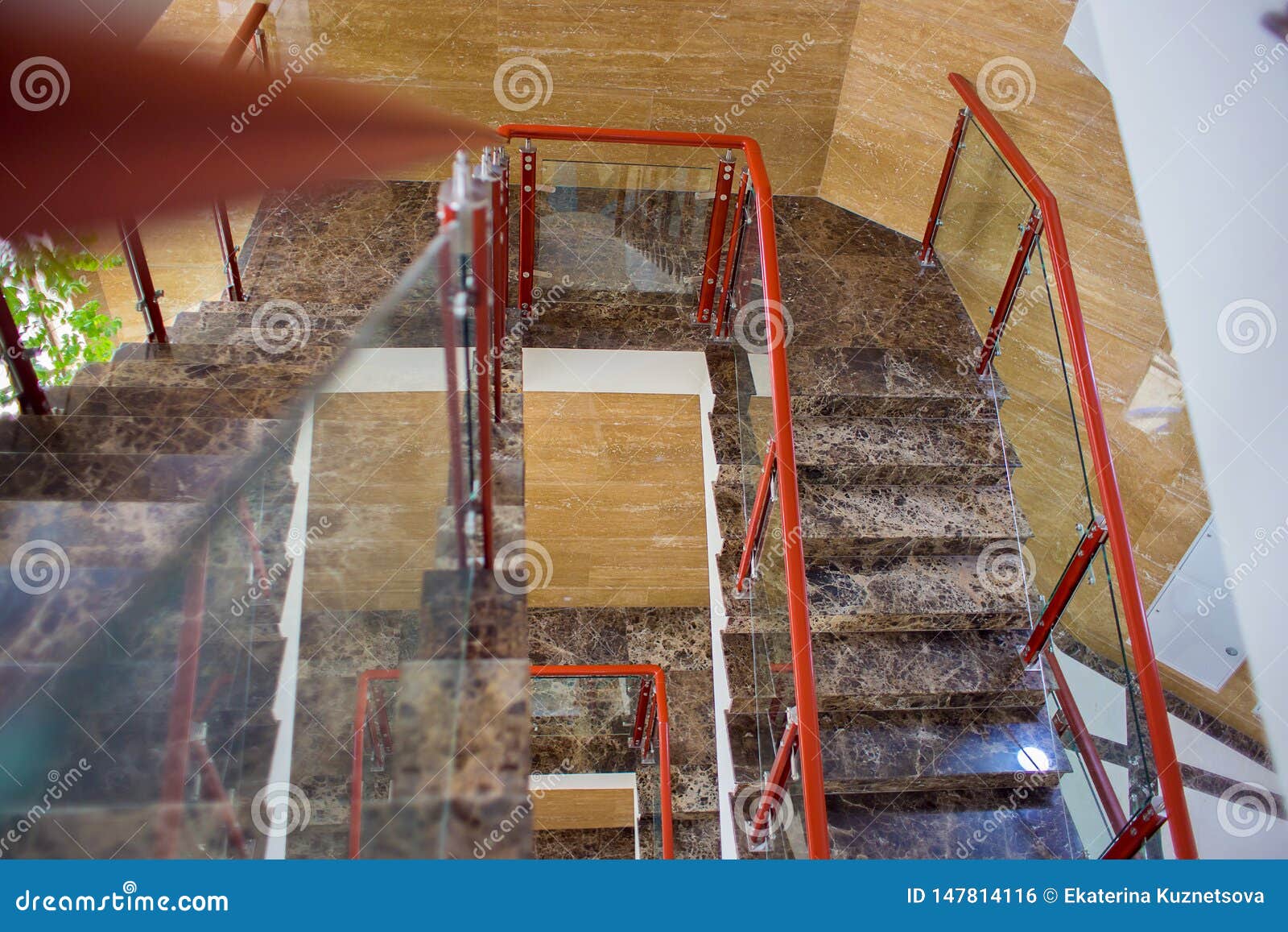 The Top View on Multystoried Ladder Flight. a Modern Marble Ladder in ...