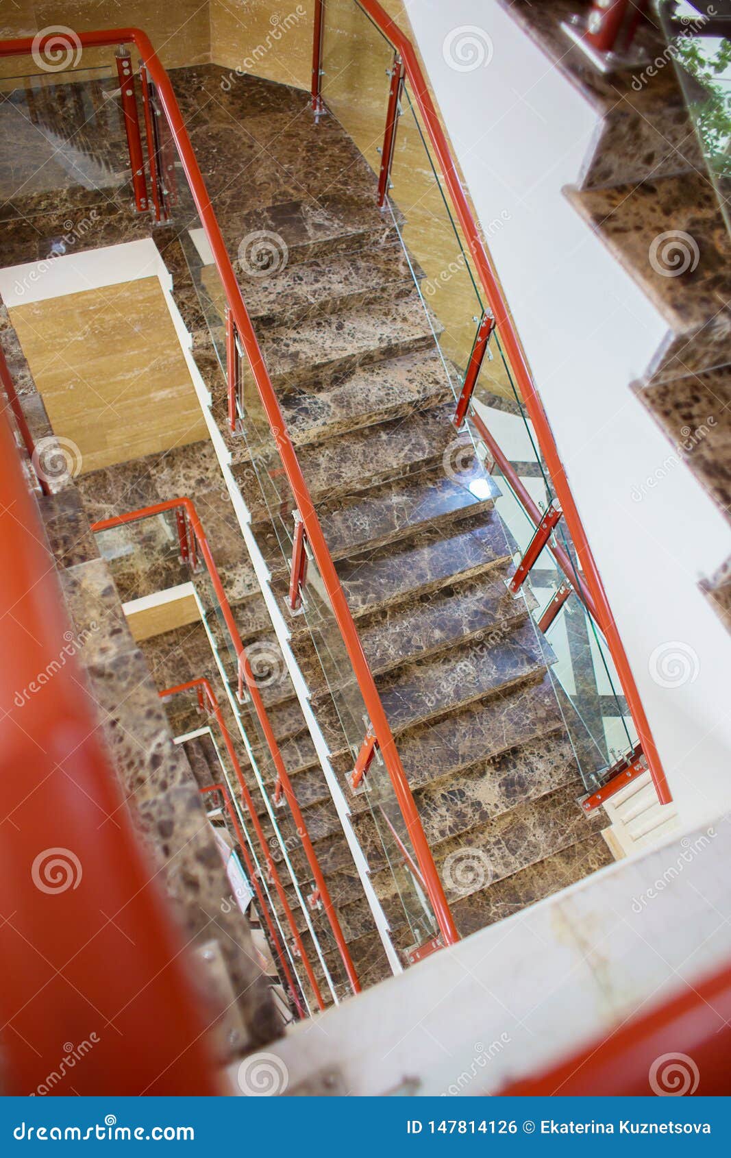The Top View on Multystoried Ladder Flight. a Modern Marble Ladder in ...