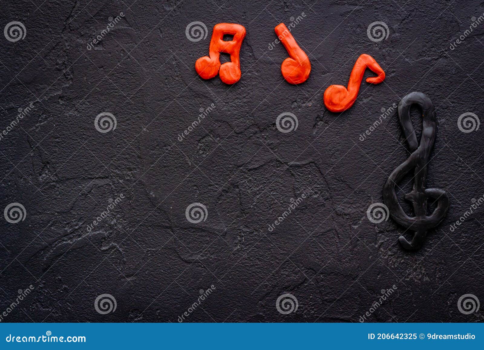 Top View of Music Notes Made of Rubber. Music Abstract Background Stock ...