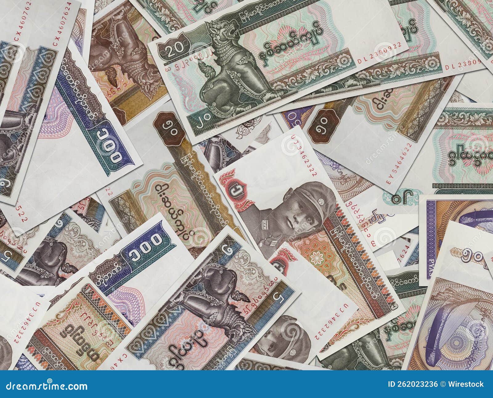 Top View of Myanmar Kyat Banknotes Stock Photo - Image of save, finance ...