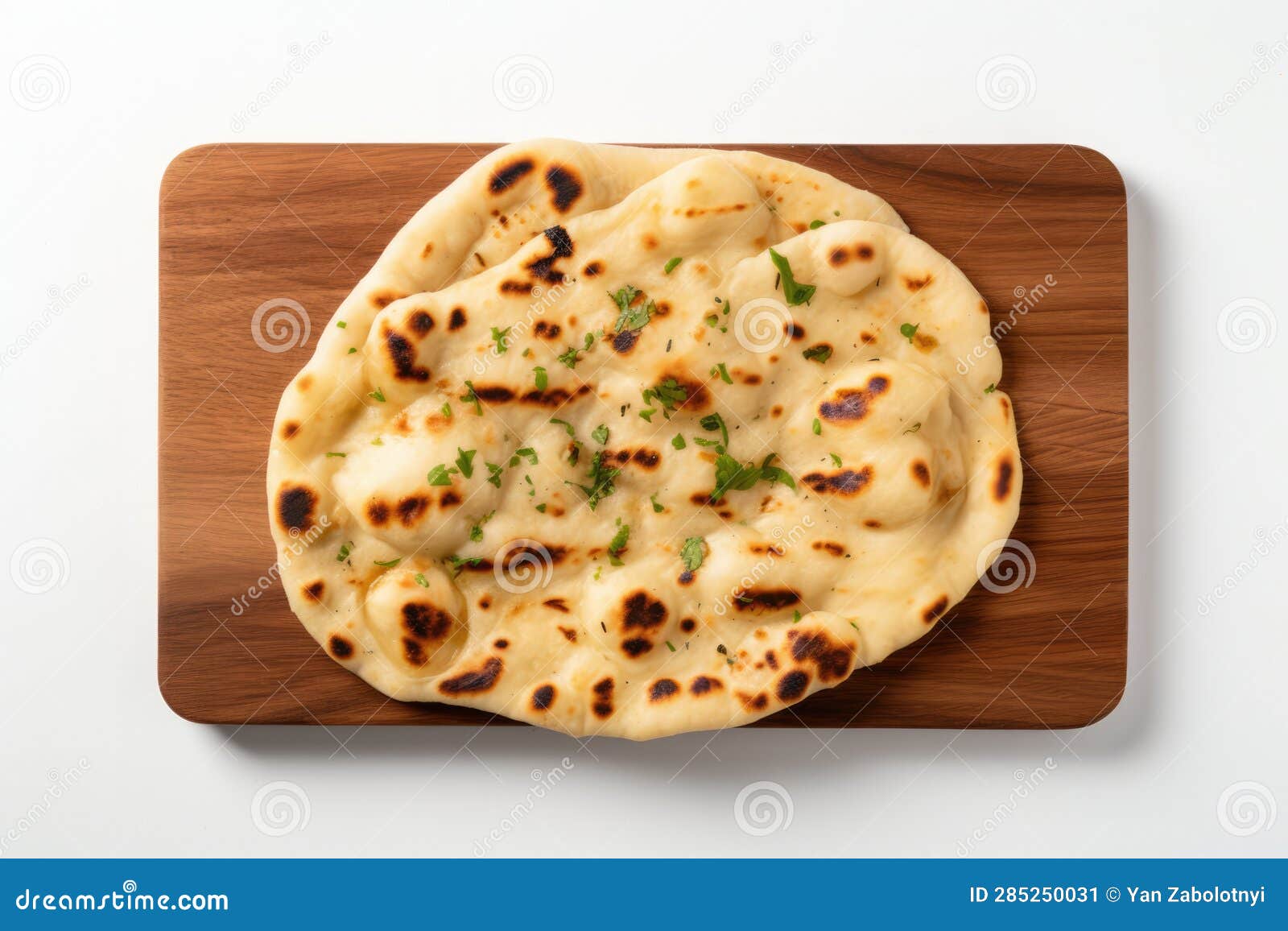Top View, Naan Bread on a Wooden Boardon White Background Stock ...