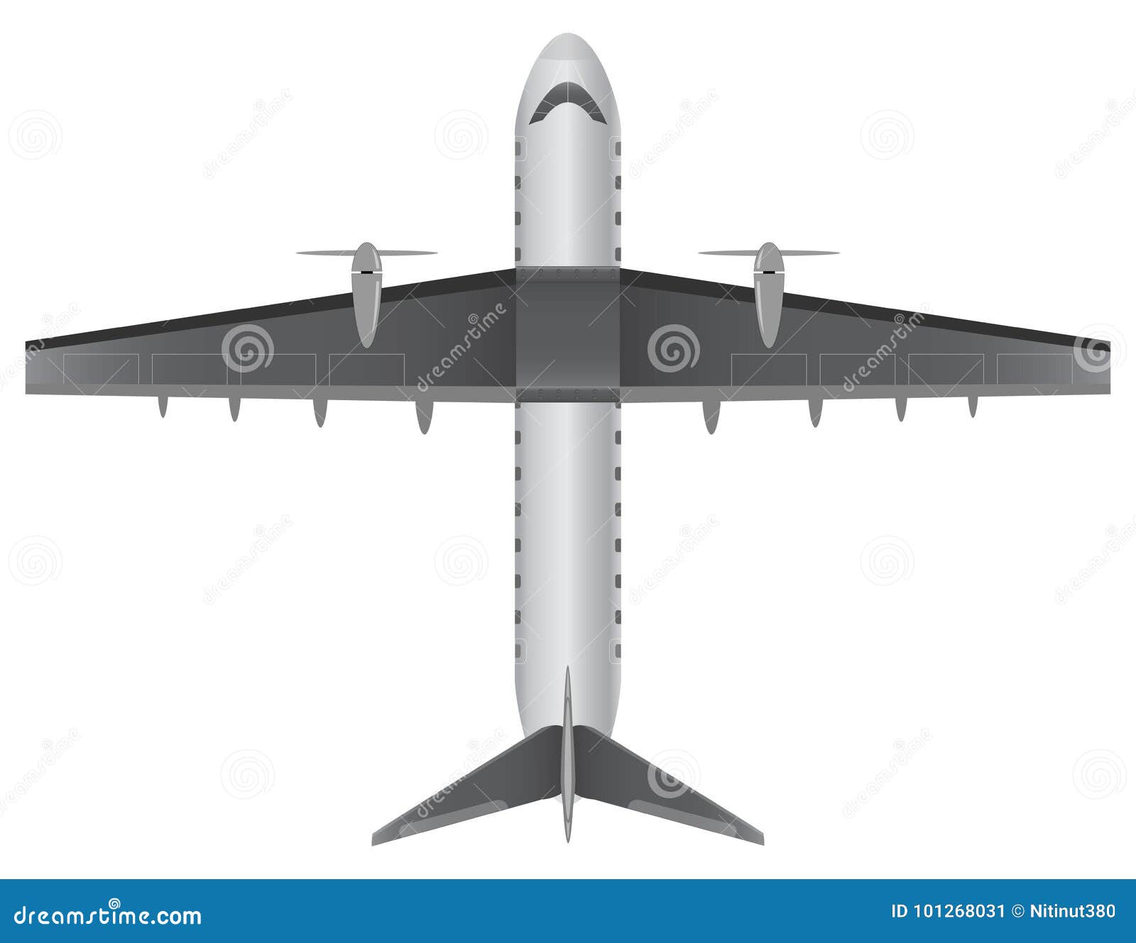 Top View of Narrow Body Passenger Propeller Airplane Stock Vector ...