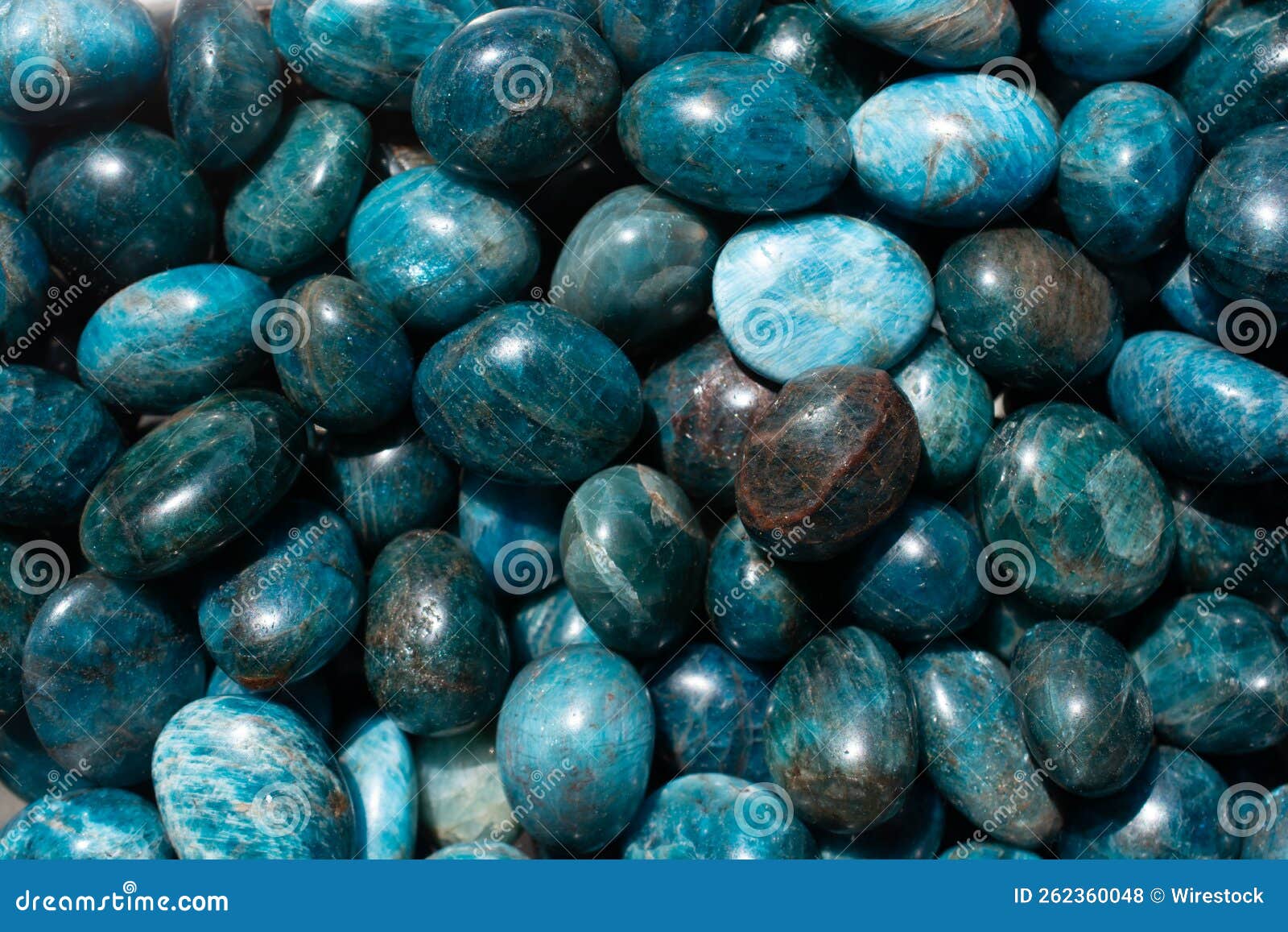 Top View of Natural Tumbled Apatite Stone Pile Under the Light Stock ...