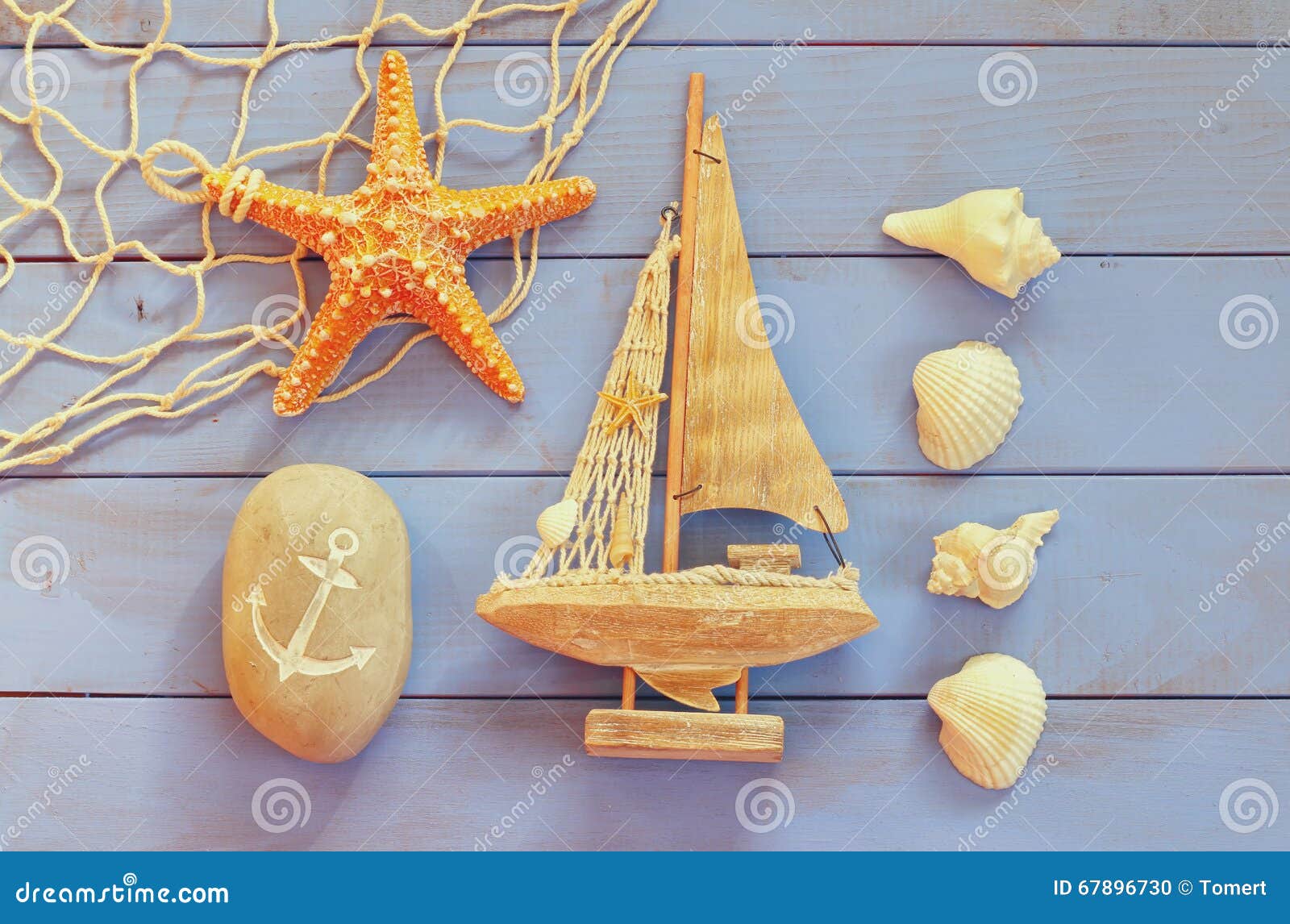 Top View Nautical Concept with Nautical Life Style Objects Stock Photo ...