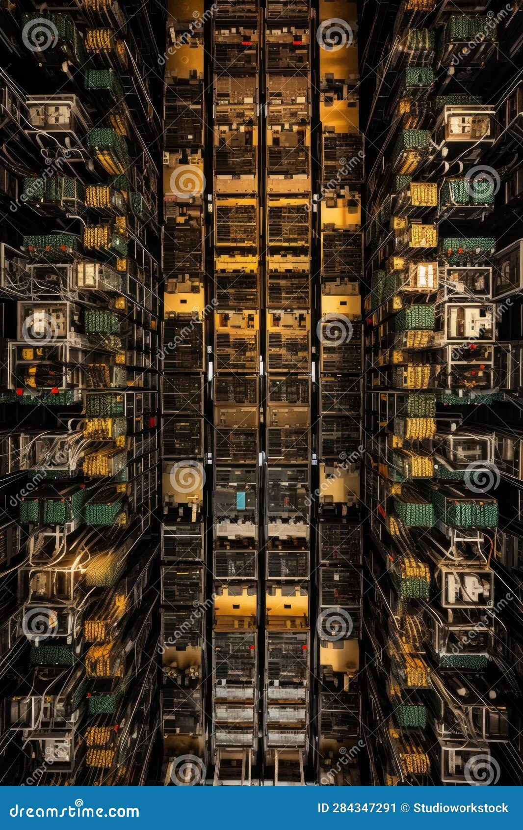 Top View of Neatly Organized Server Racks in a Data Center Stock ...