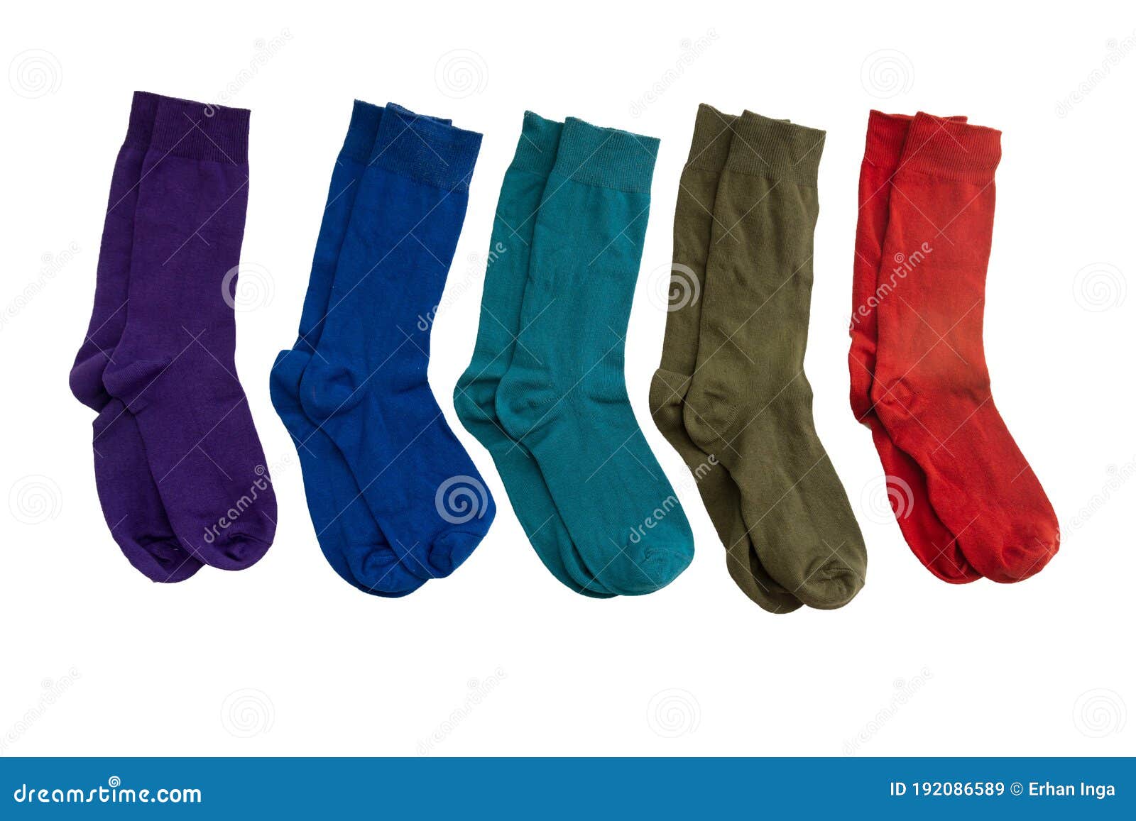 Top View of New Colorful Socks Isolate on White Background Stock Image ...
