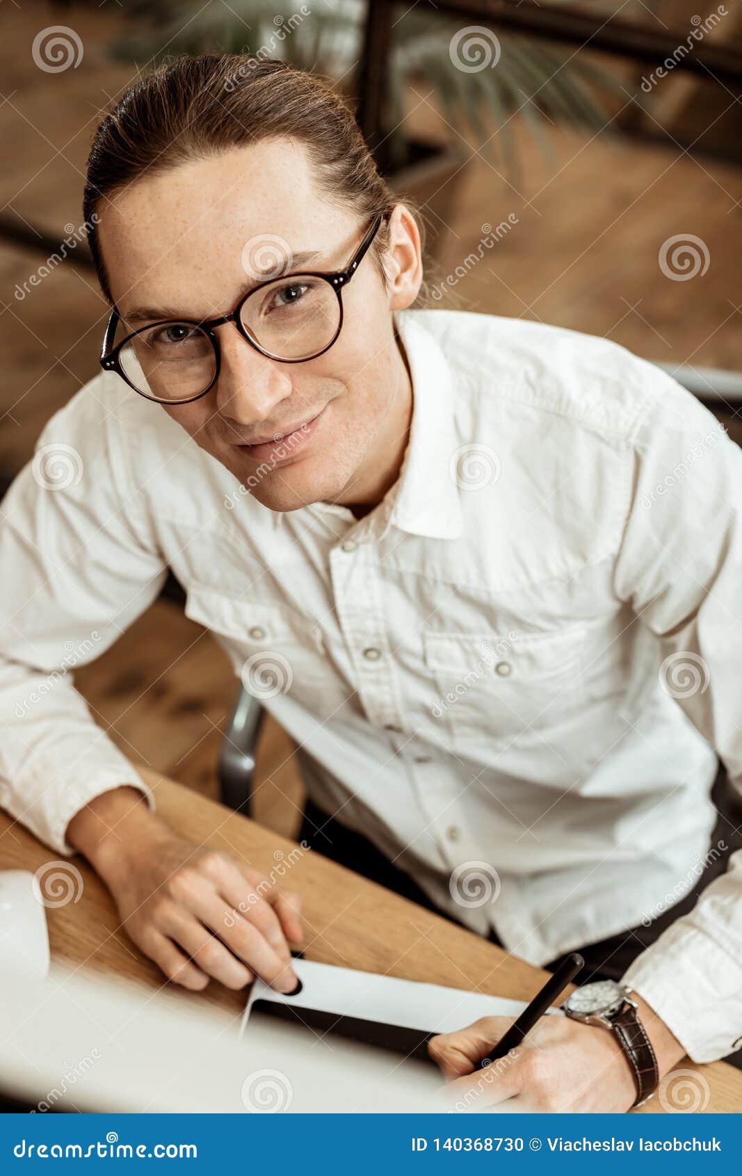 Top View of a Nice Hard Working Man Stock Photo - Image of innovative ...