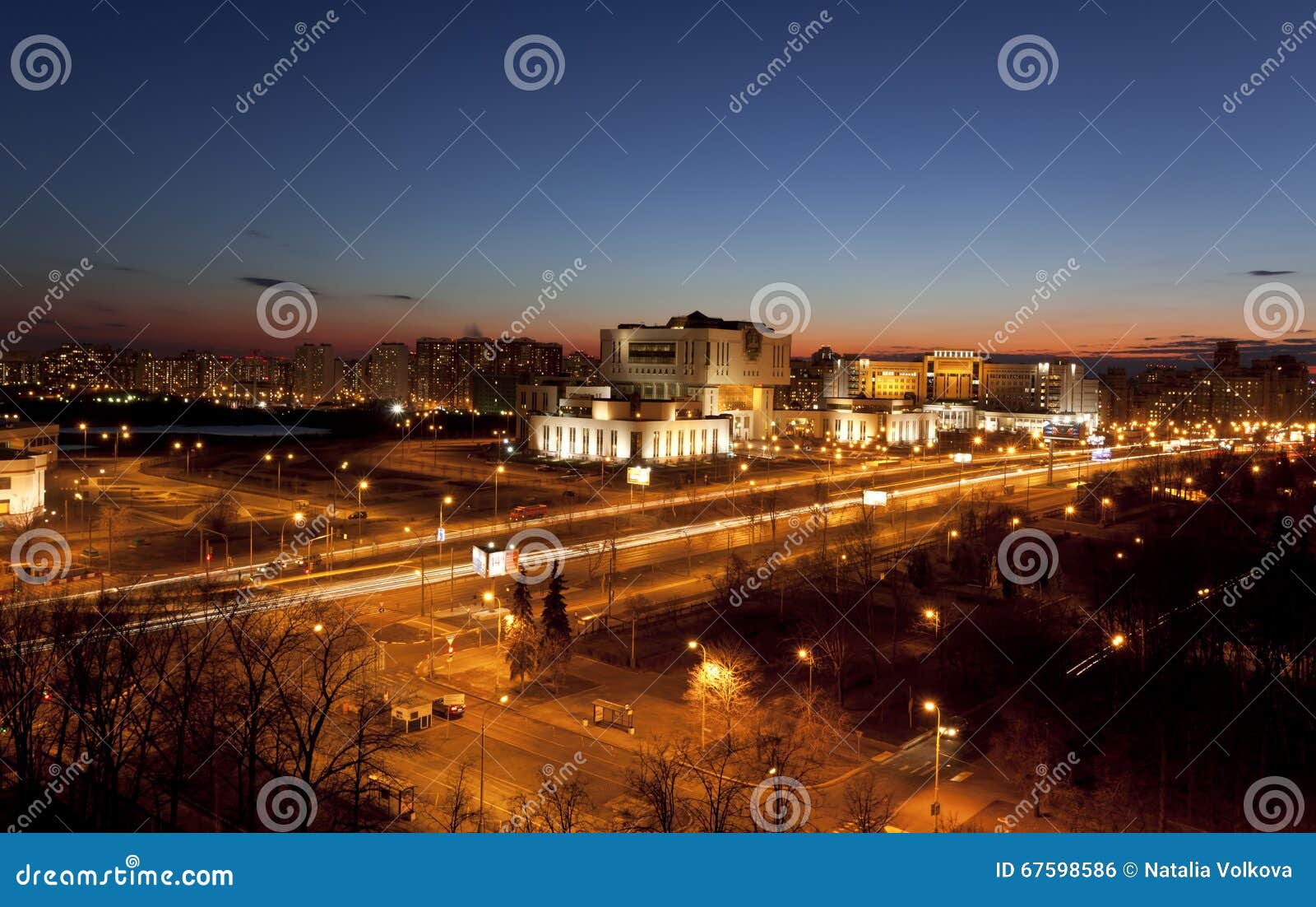 Top View of Night Moscow on Sunset Stock Photo - Image of town ...