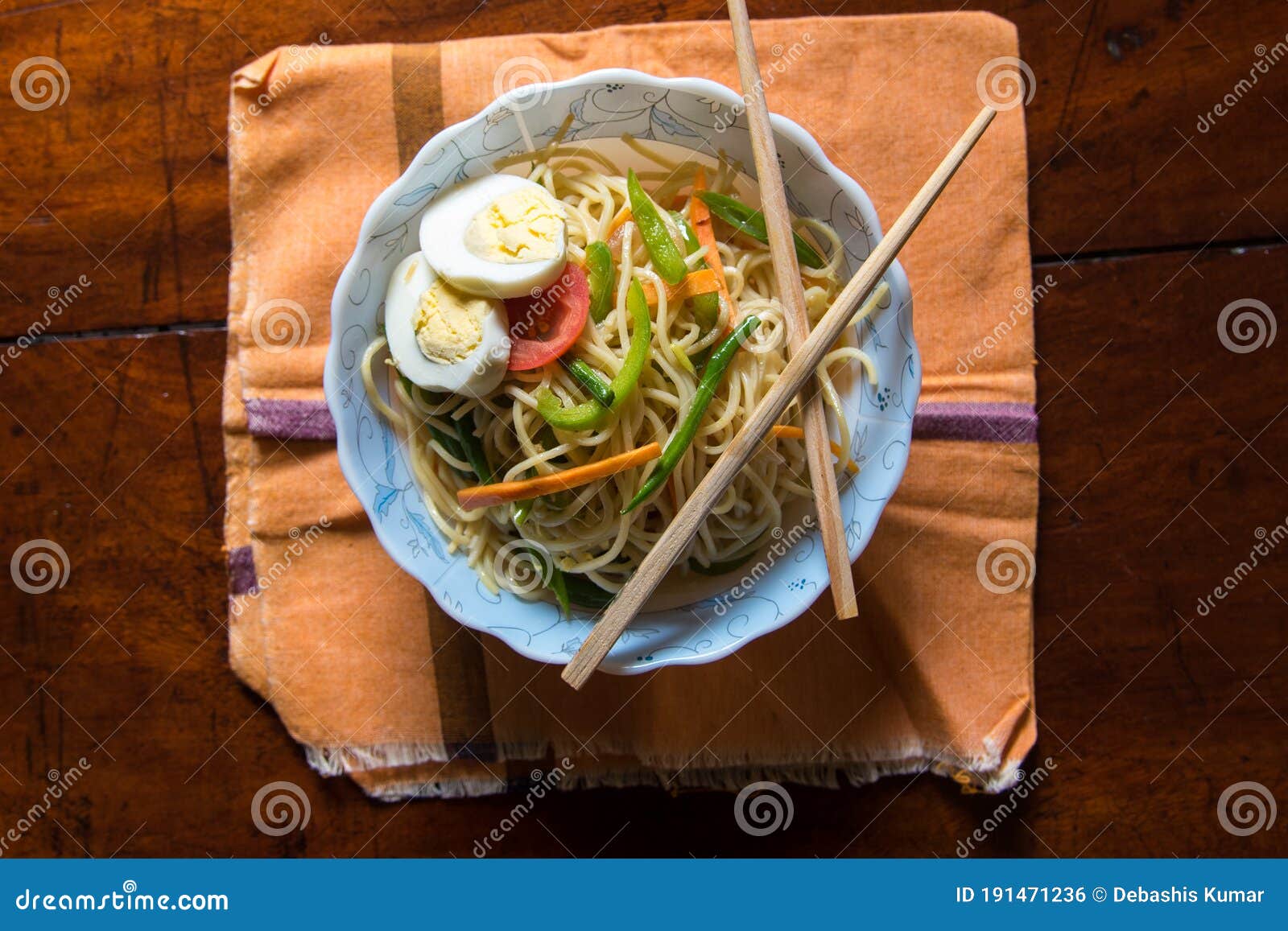 Top View of Noodles in a Bowl Stock Photo - Image of healthy, delicious ...