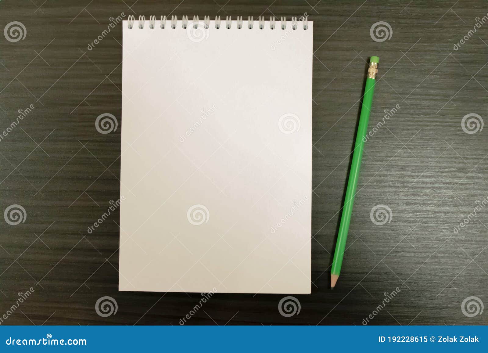 Top View of Notebok with Pencil on Wooden Table. Emtry Page for Text ...