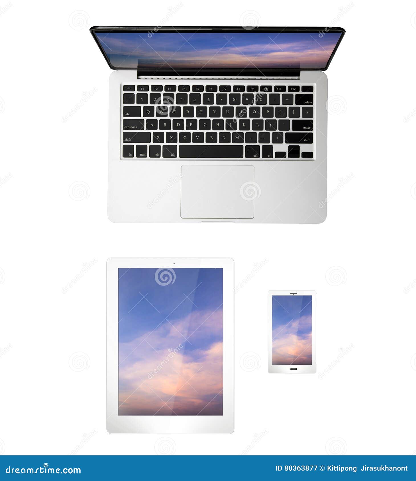 Top View Notebook, Tablet and Mobile Phone Stock Image - Image of ...