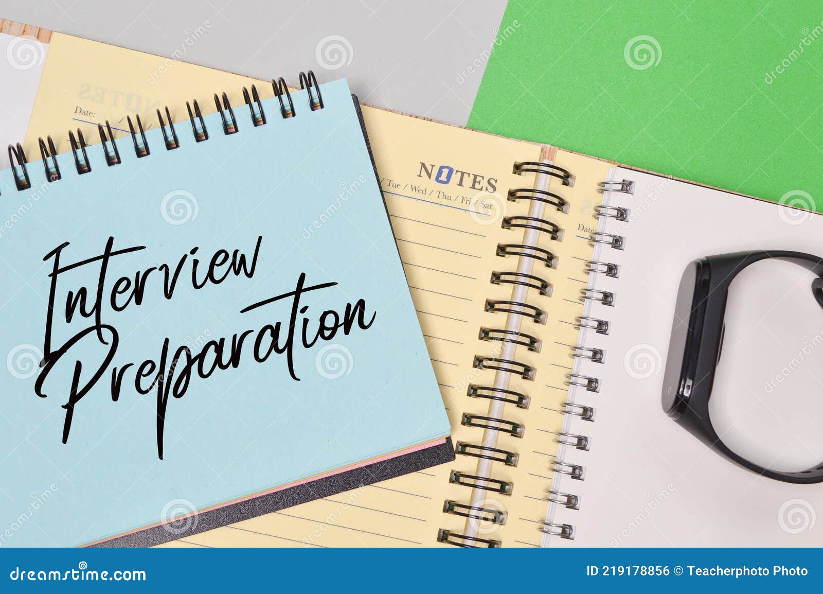Top View of Notebook Written with INTERVIEW PREPARATION Stock Photo ...