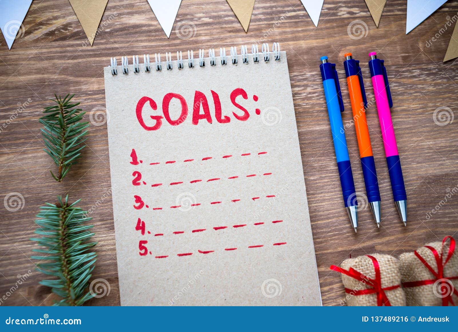A Top View of Notepad with Goals List, Plan Concept Stock Photo - Image ...