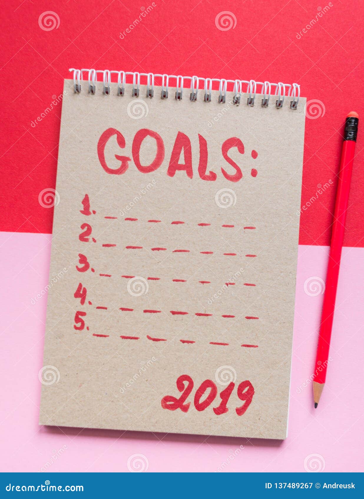 A Top View of Notepad with Goals List, Plan Concept Stock Image - Image ...