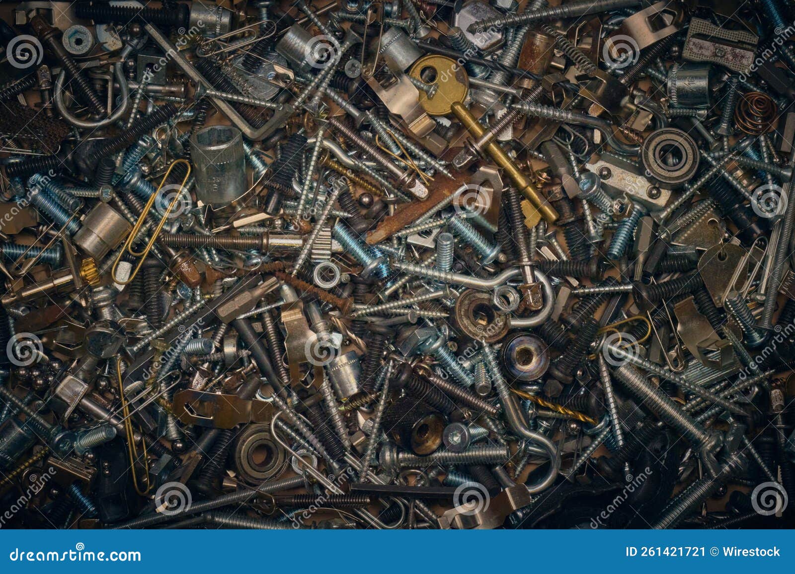 Top View of Numerous Types of Metal Hardware Tools in a Box Stock Image ...