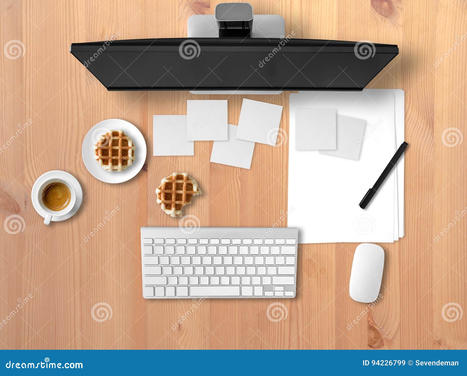 Top View of Office Desk with Document Papers. Stock Image - Image of ...
