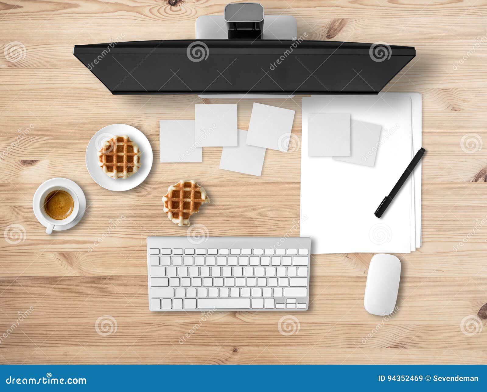 Top View of Office Desk with Document Papers. Stock Image - Image of ...