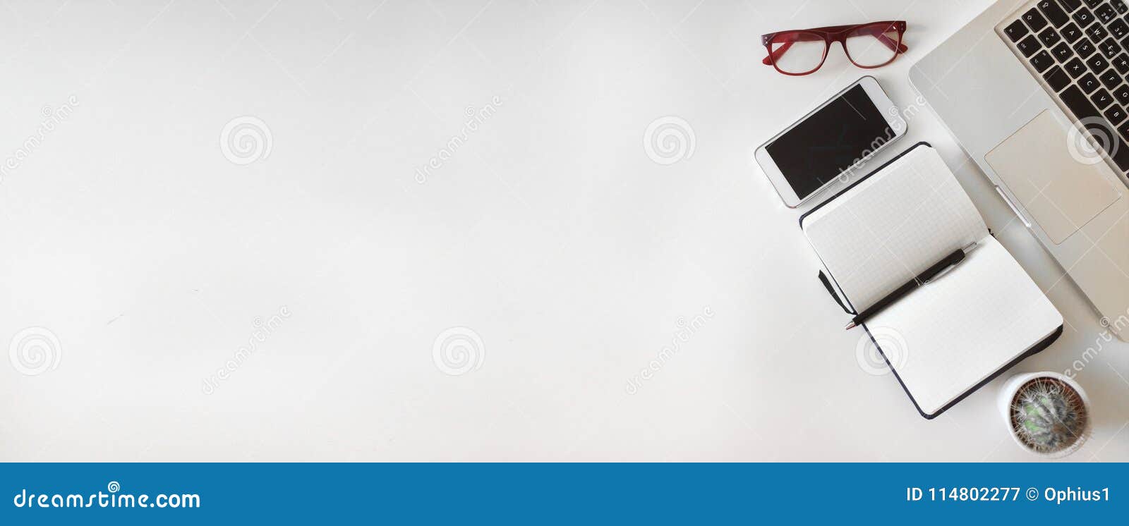 Top View of Office Desk on White Background Stock Image - Image of ...