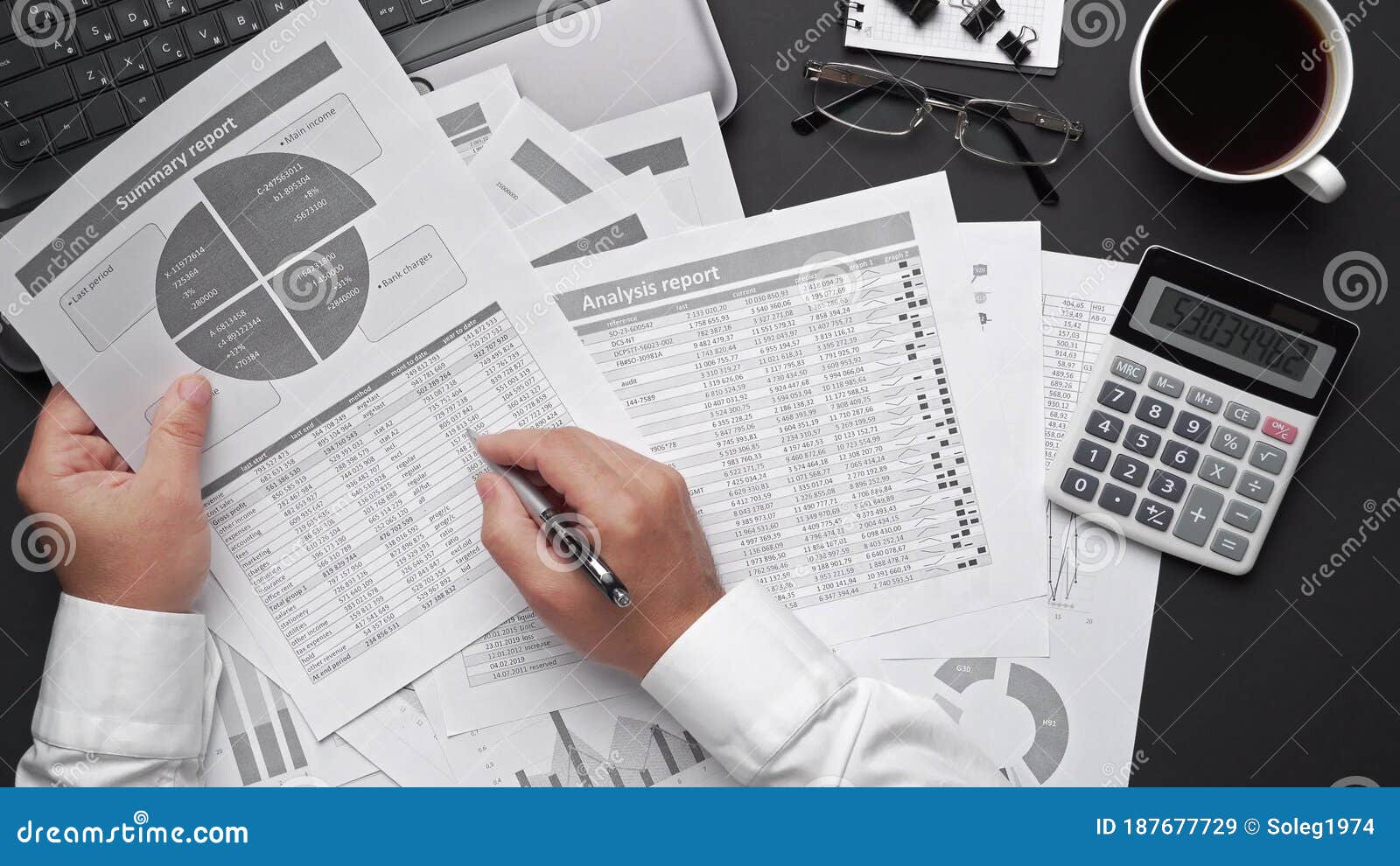 Top View of Office Employee S Desk - Work with Tablet Pc Computer and ...