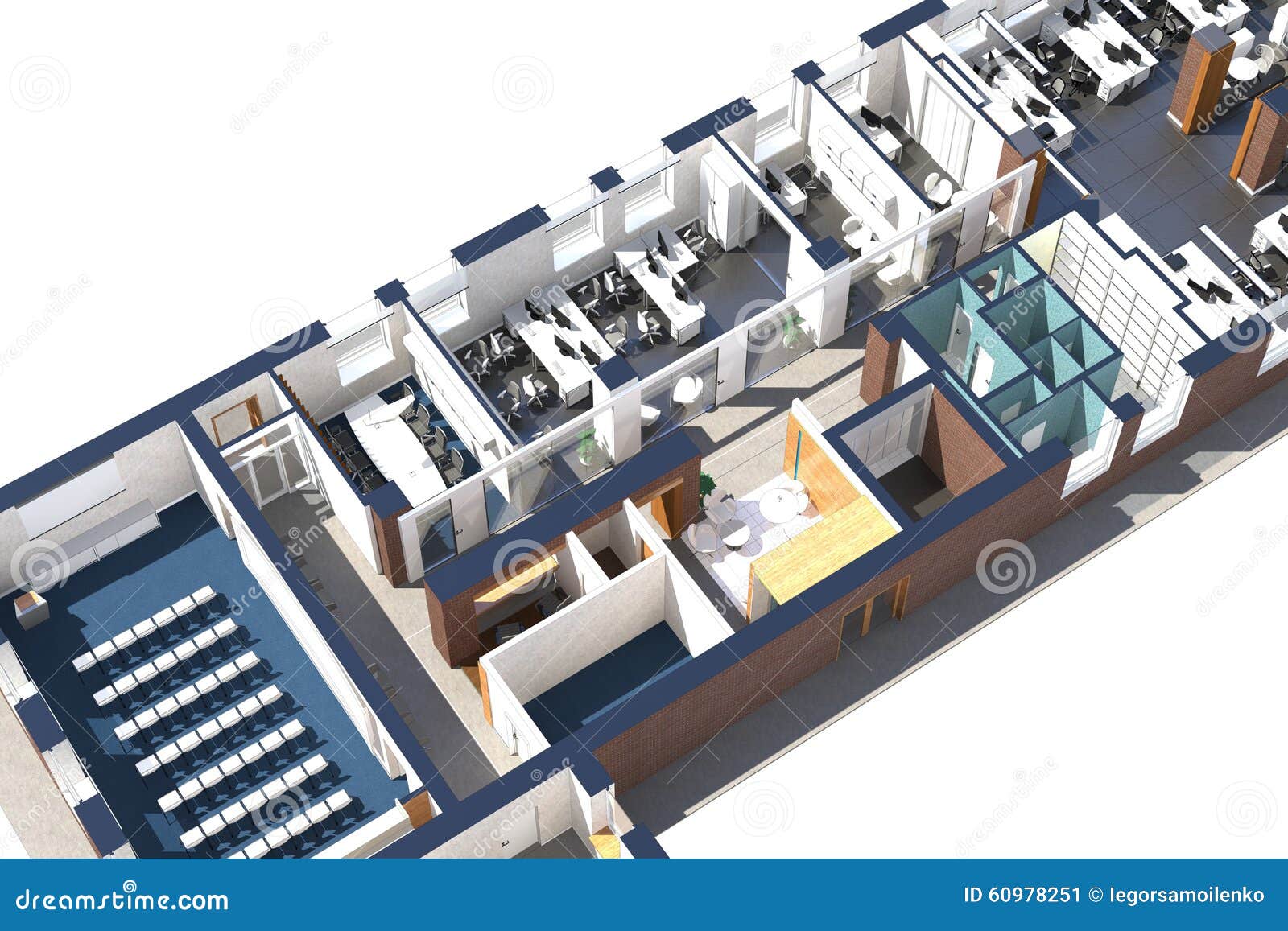 Top View of the Office Space Stock Illustration - Illustration of ...