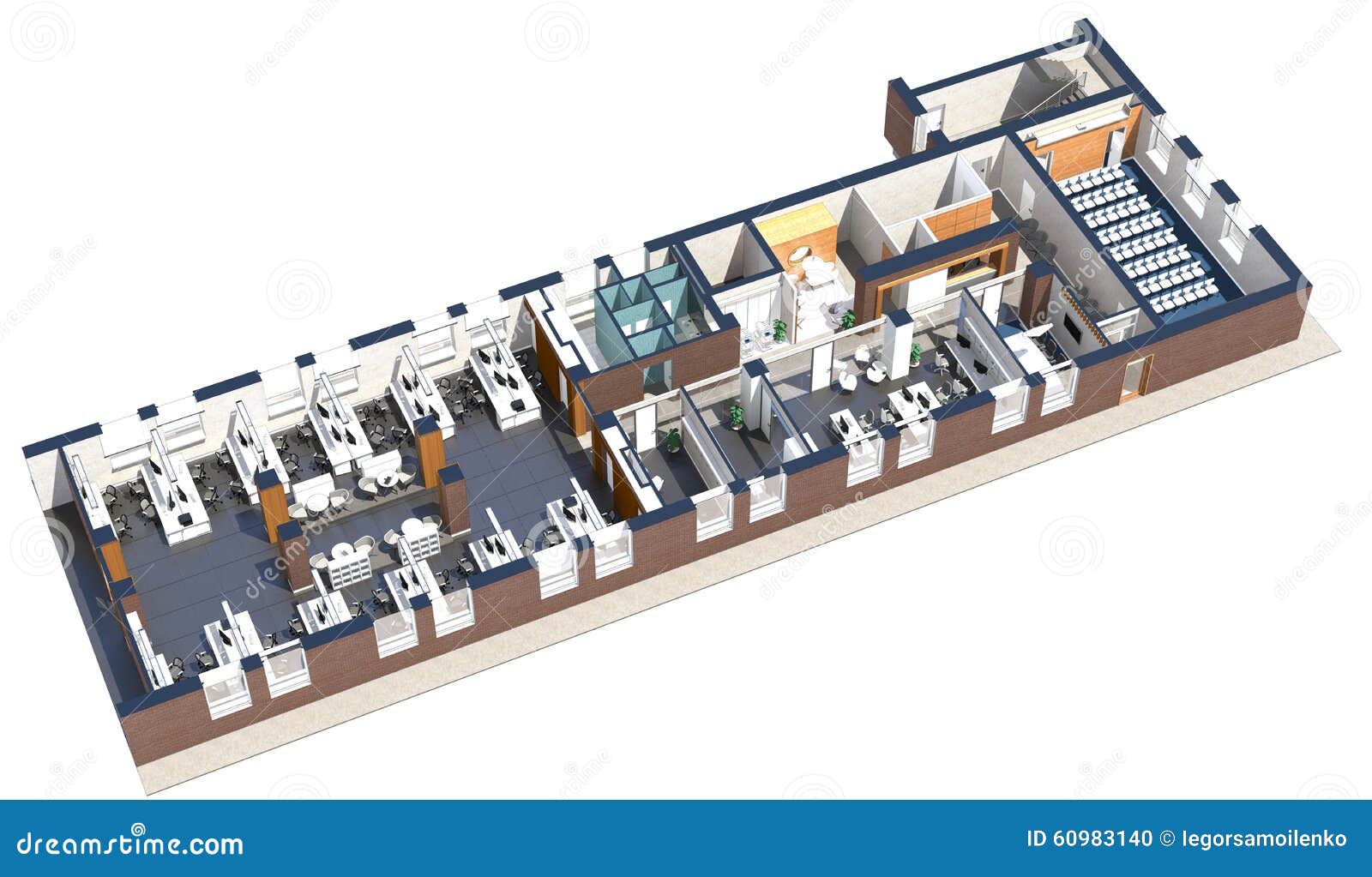 Top View of the Office Space Stock Illustration - Illustration of brick ...