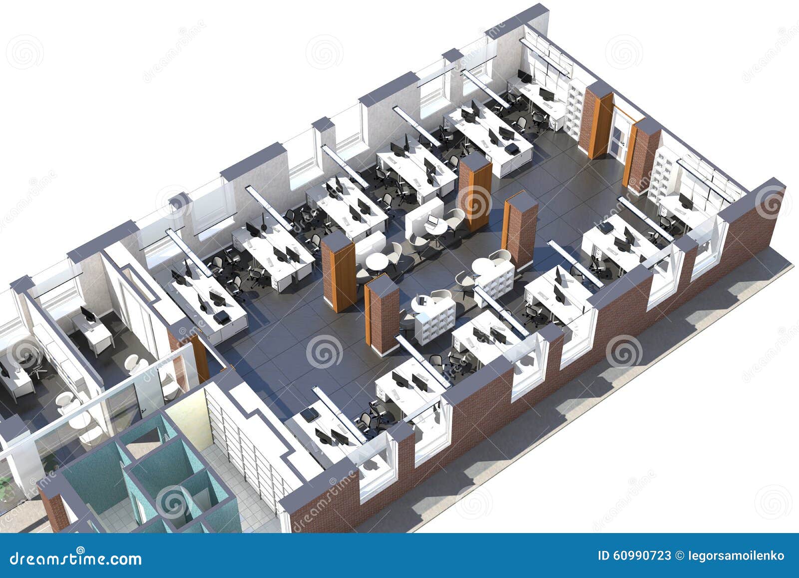 Top View of the Office Space Stock Illustration - Illustration of desk ...