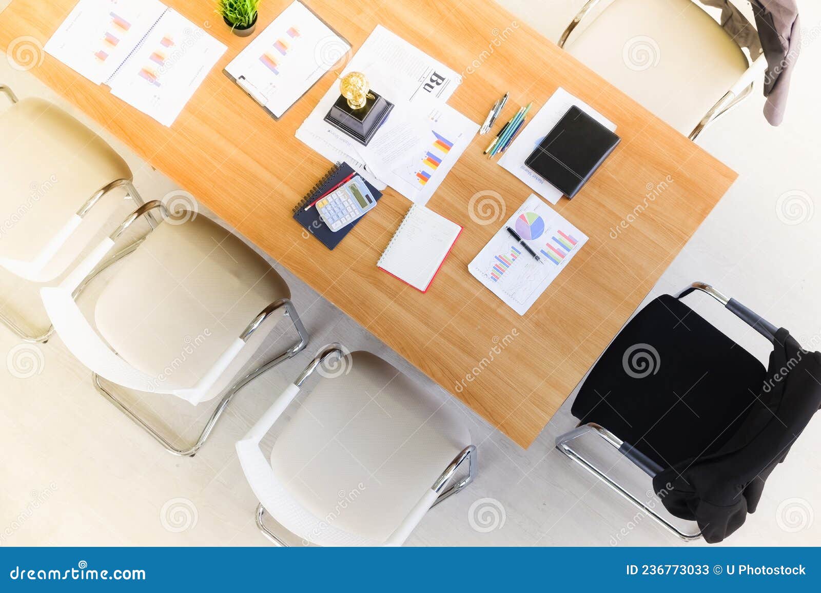 Top View Office Table Meeting Stock Image - Image of business ...