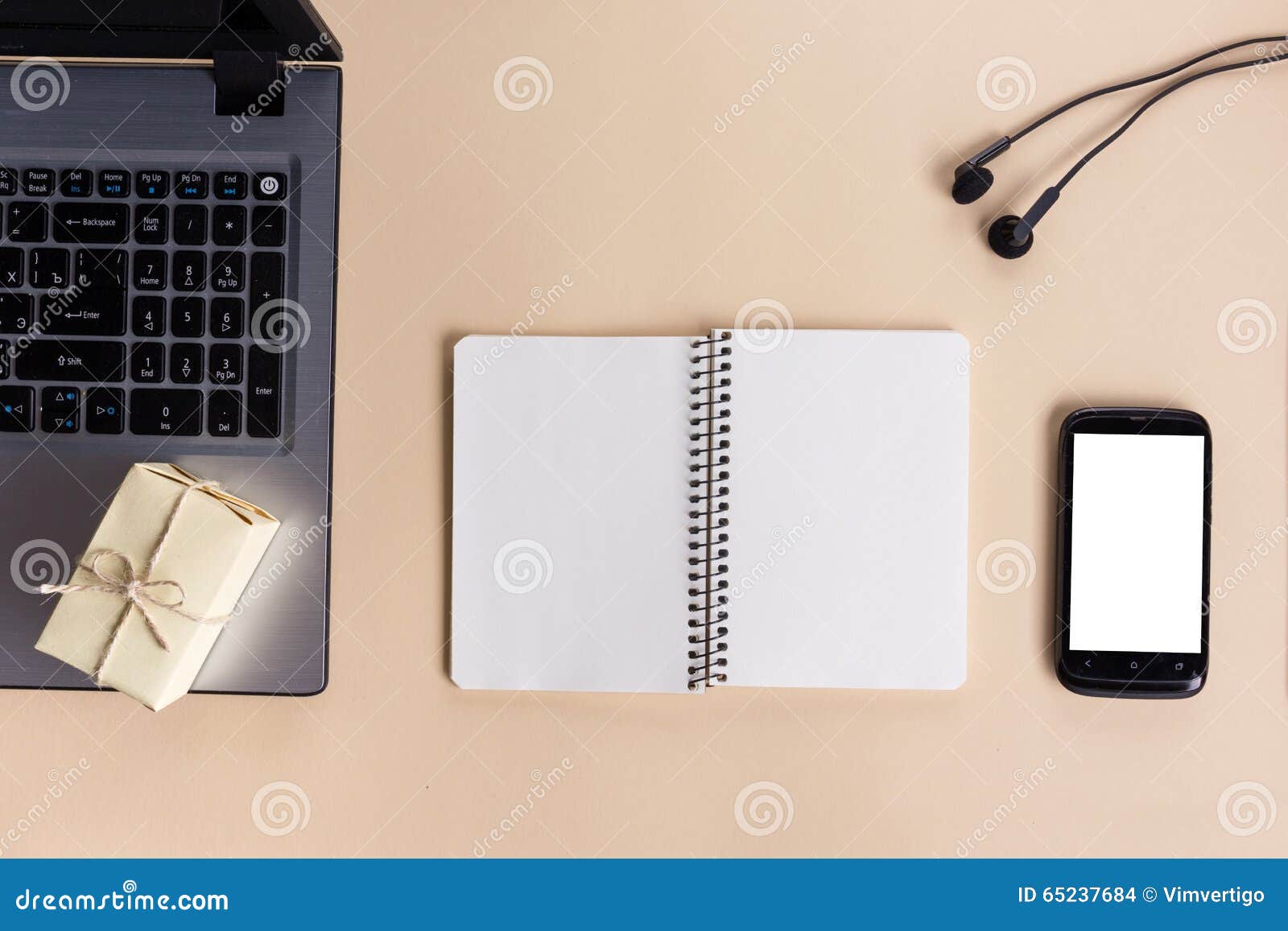 Top View Office Table with Notepad, Computer and Stock Photo - Image of ...