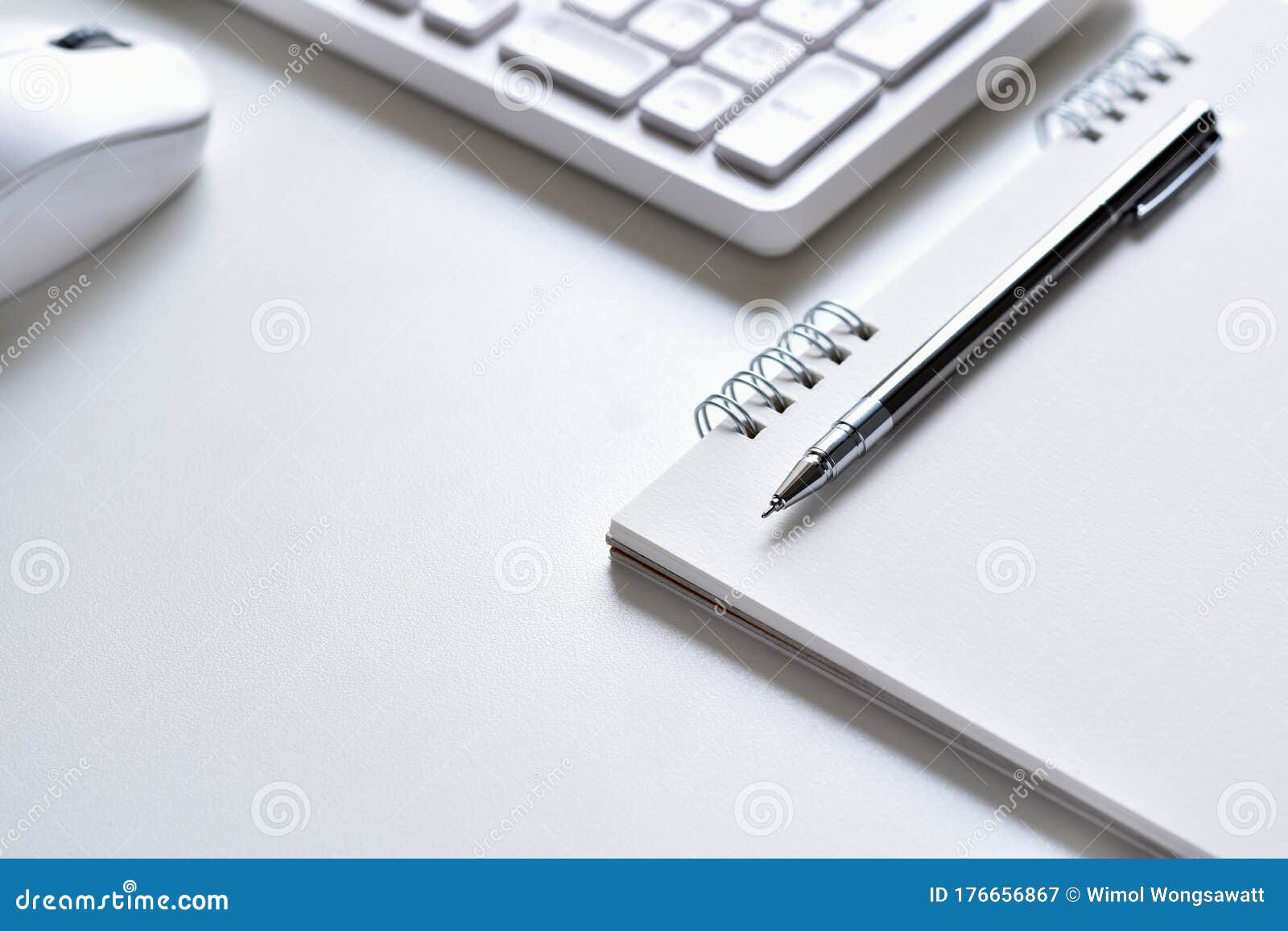 Top View Office Table, White Desk Simple and Modern with Copy Space ...
