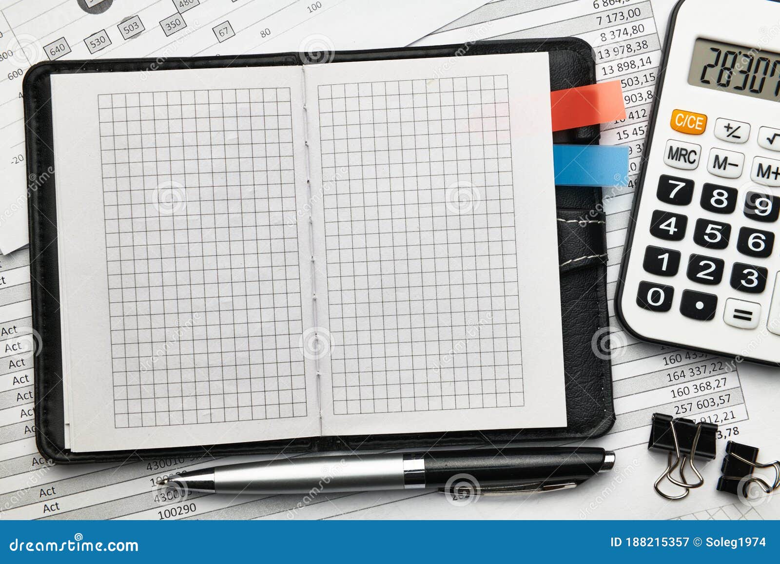 Top View of Office Employee`s Desk - Work with Financial Reports ...