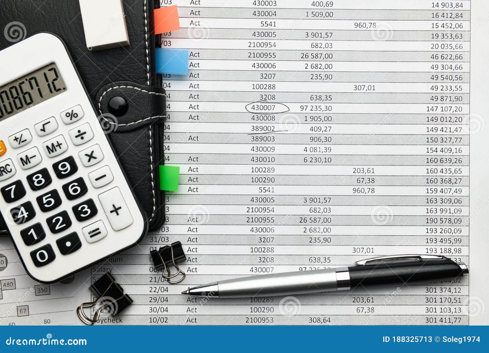 Top View of Office Employee`s Desk - Work with Financial Reports ...