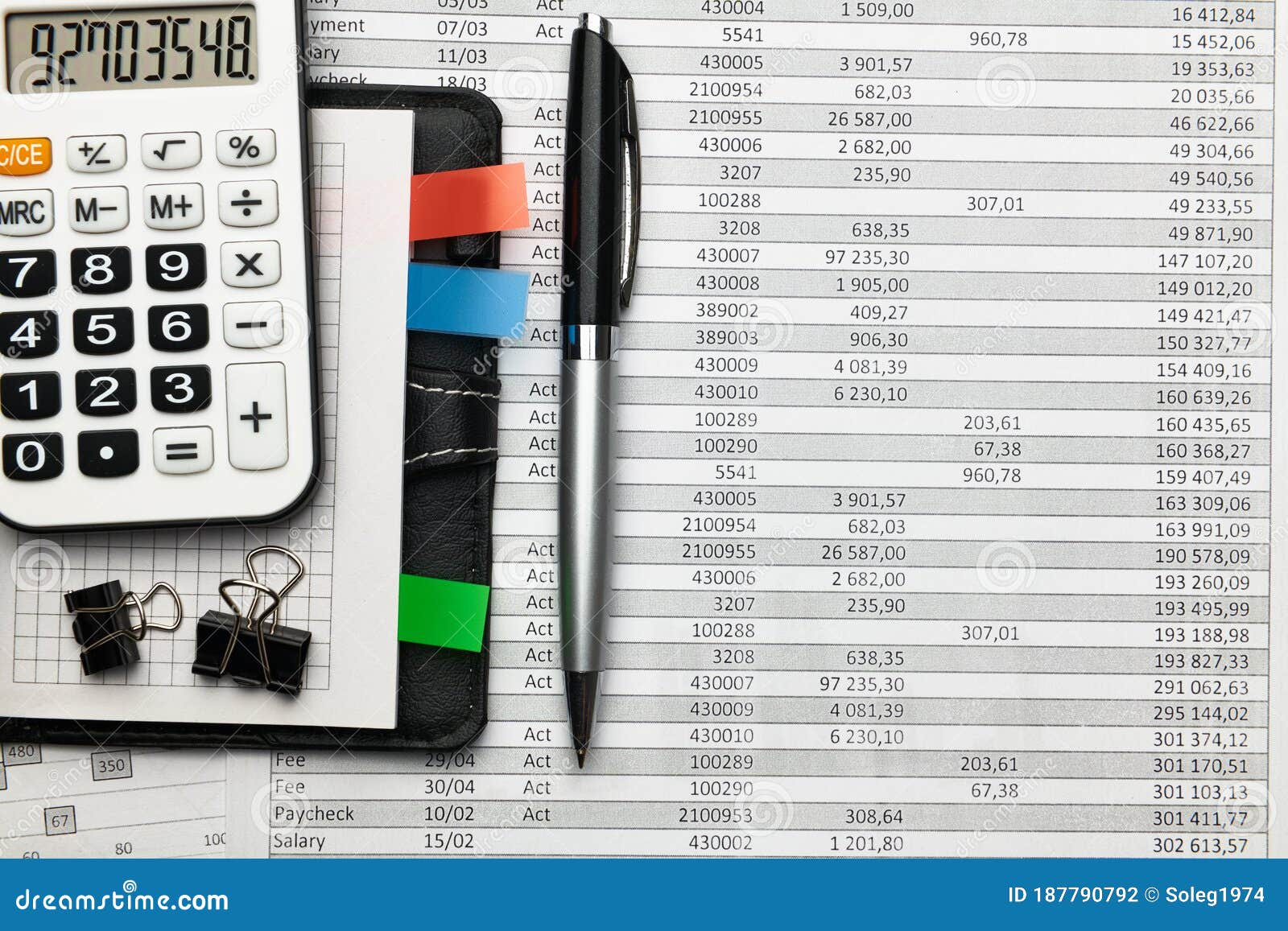 Top View of Office Employee`s Desk - Work with Financial Reports ...