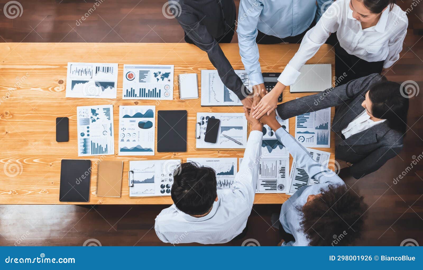 Top View Office Worker& X27;s Hand Stack Shows Solidarity in Workplace ...