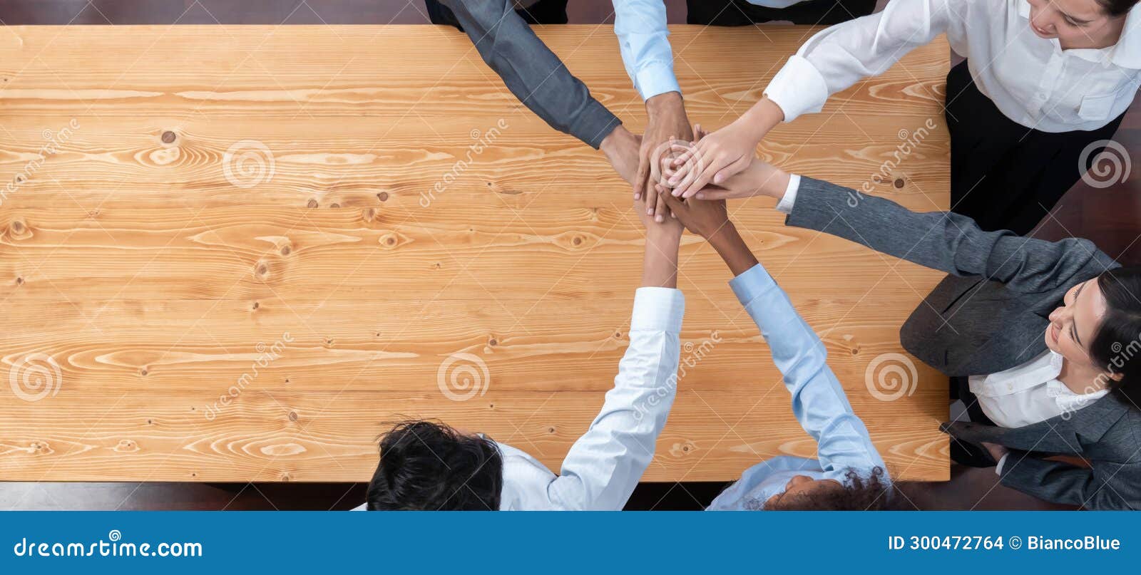 Top View Office Workers Hand Stack Shows Solidarity in Workplace ...