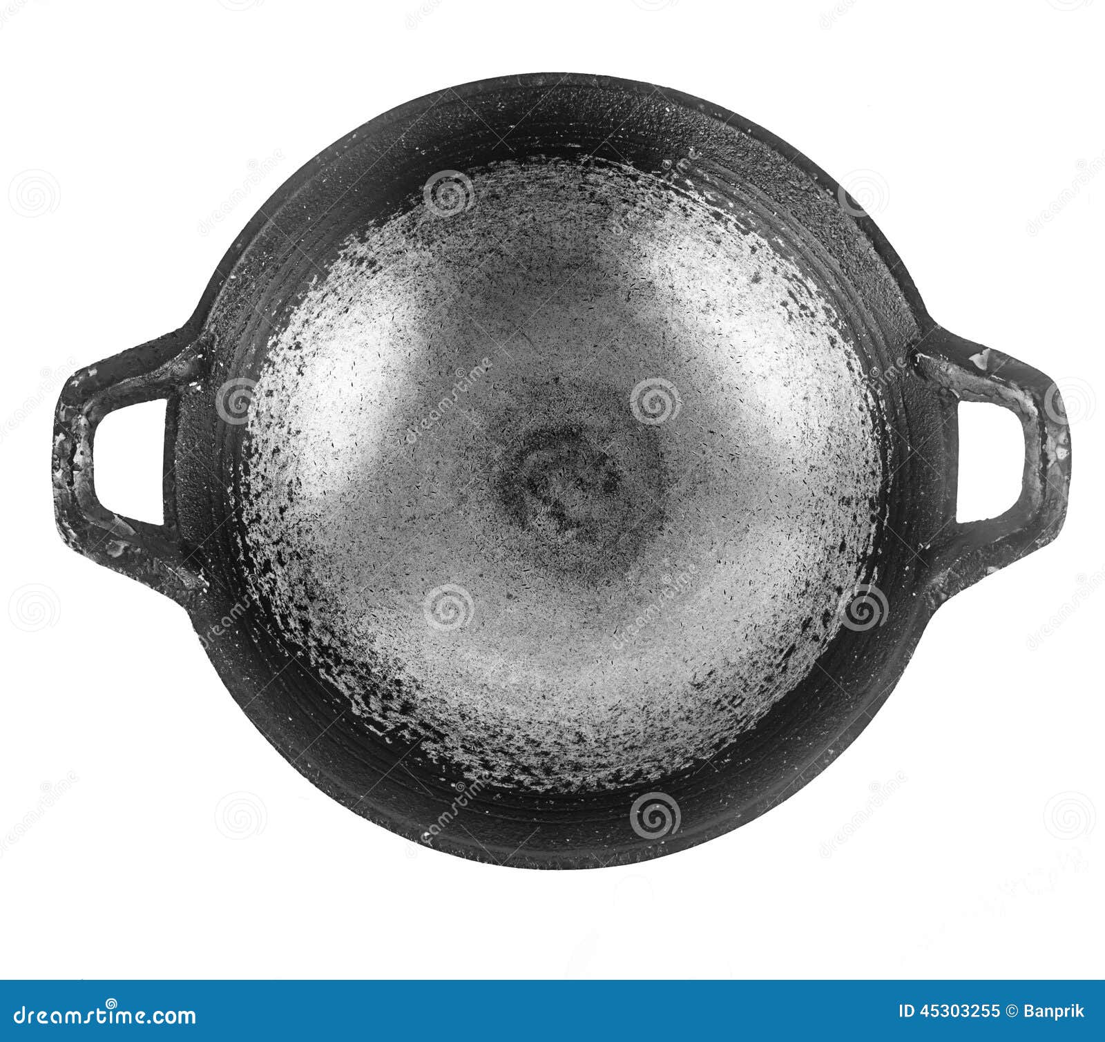 Top View of Old Black Wok Isolated on White Stock Image - Image of ...
