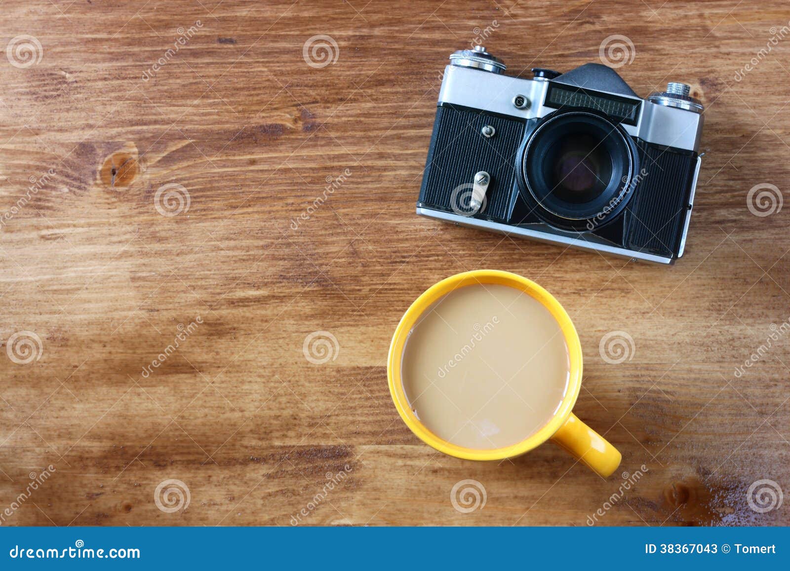 Top View of Old Camera Cup of Coffee and Book Stock Image - Image of ...