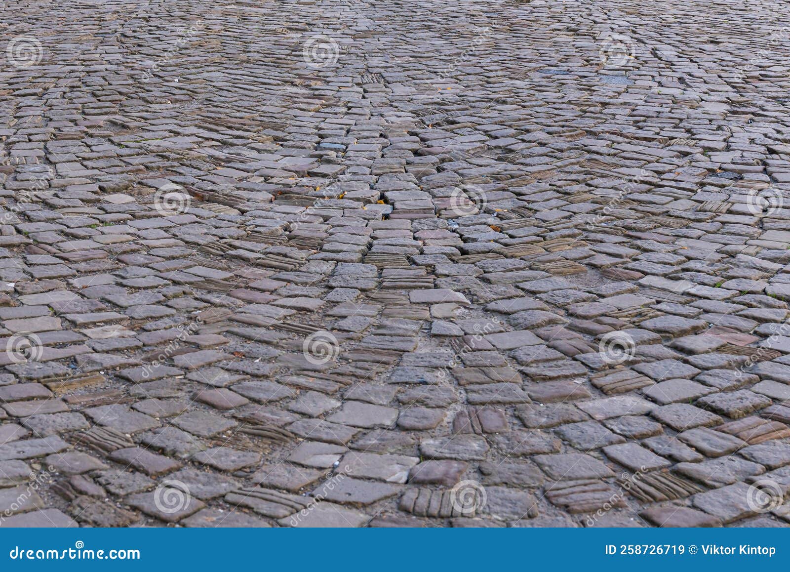 Top View of an Old Cobblestone Paved Road Stock Image - Image of block ...