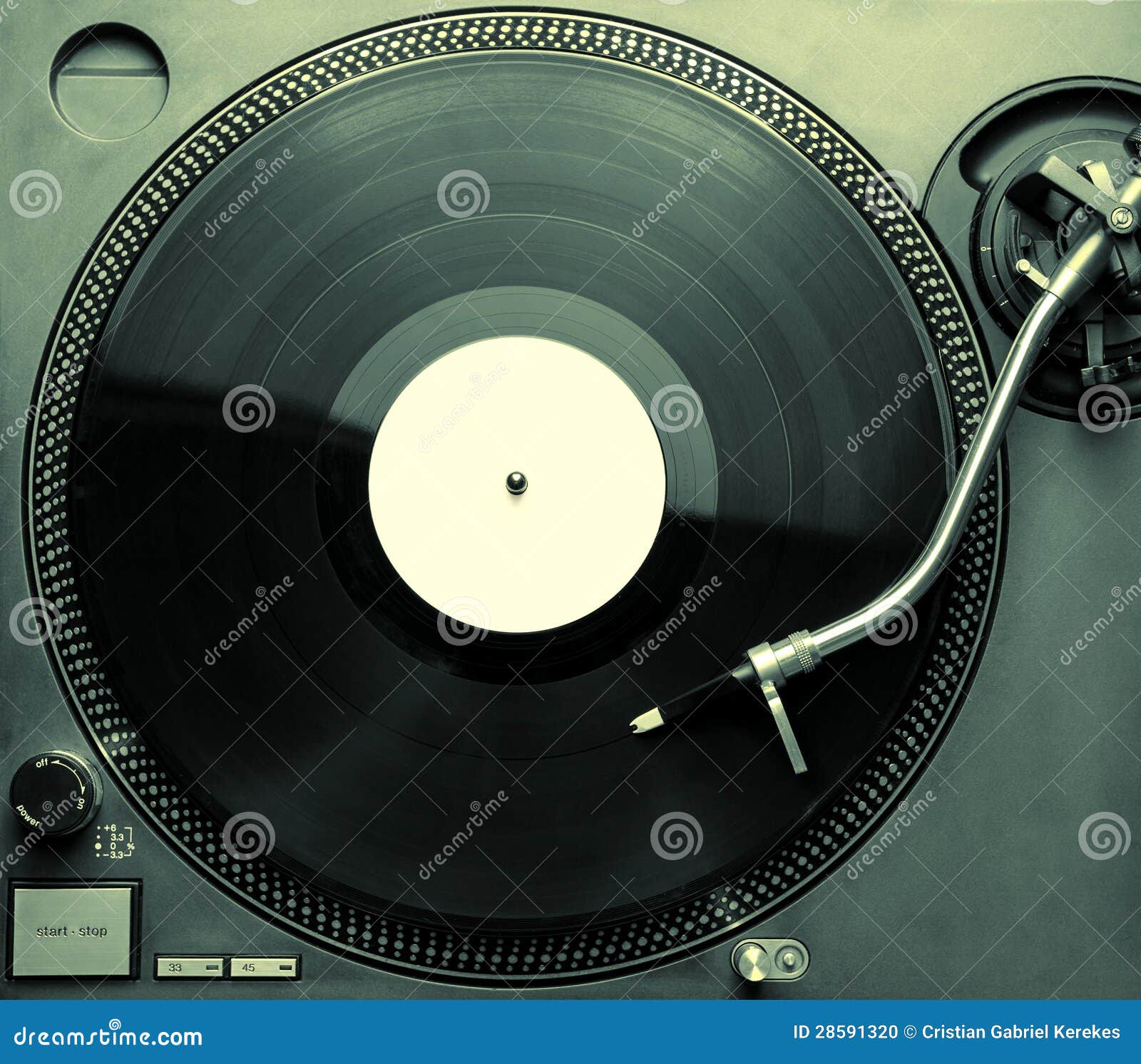 Top View of Old Fashioned Turntable Playing a Track Stock Photo - Image ...