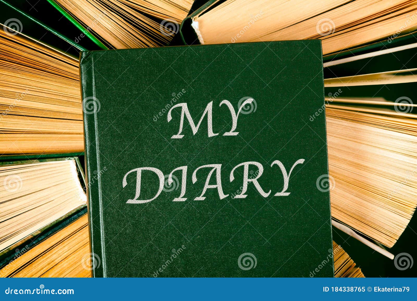 Top View of Old Hardcover Books with My Diary on Top Stock Image ...