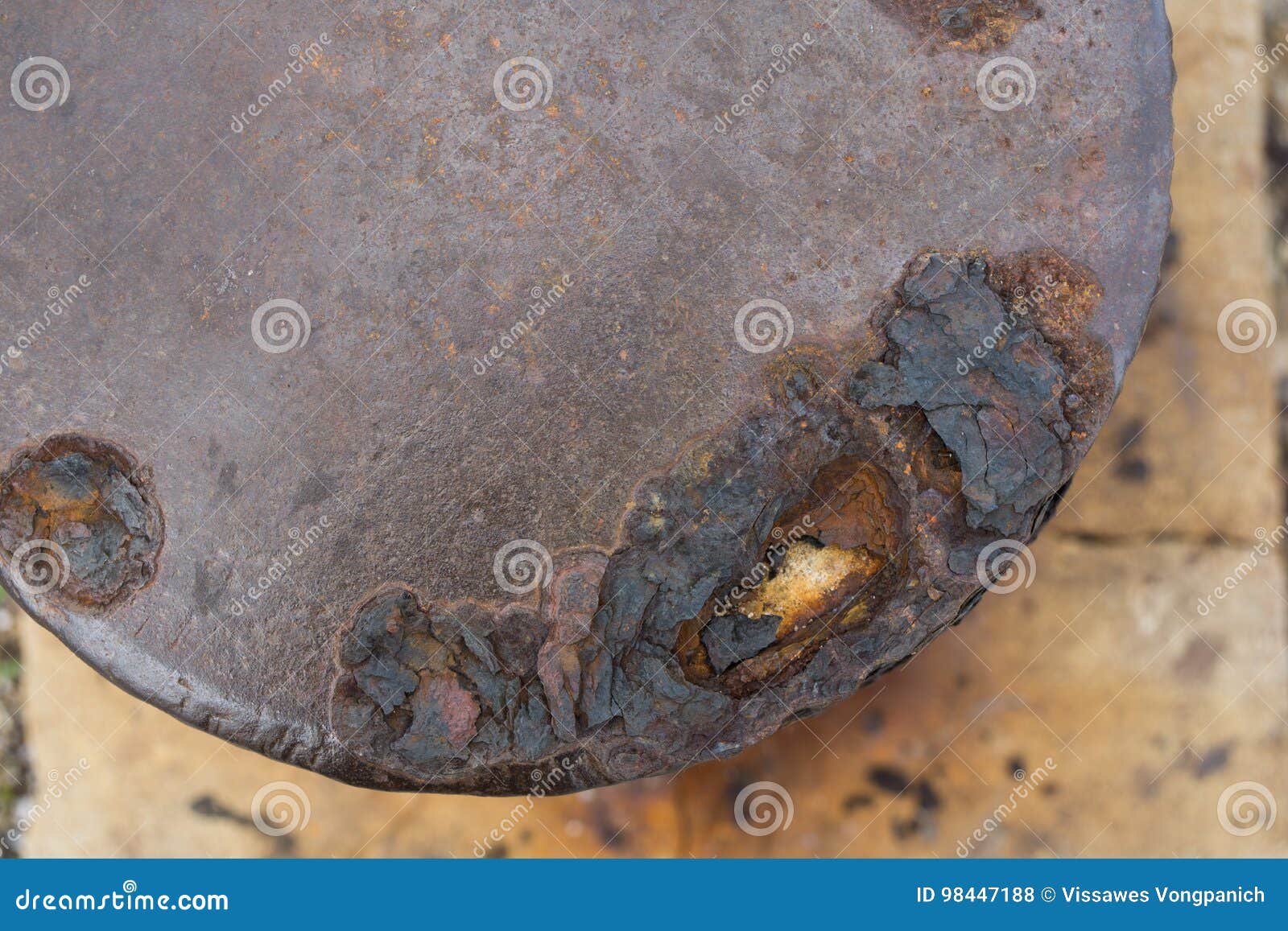 Top View Old Iron Mooring Bollard. Stock Photo - Image of pillar, iron ...