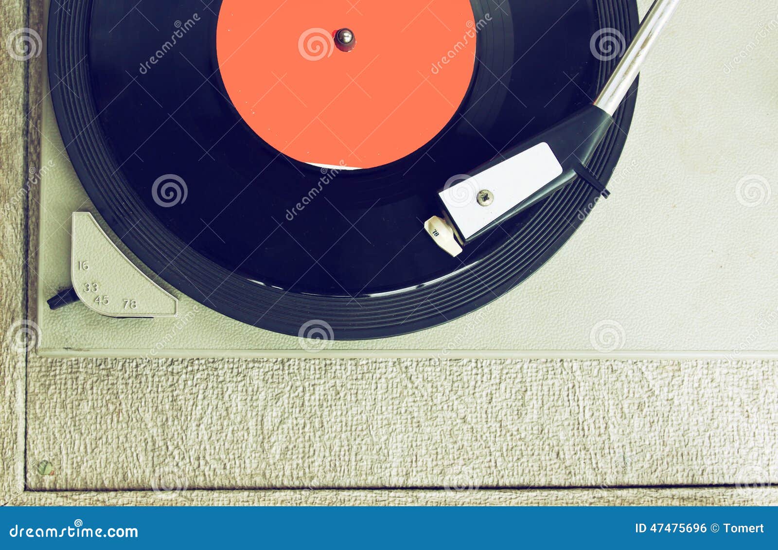Top View of Old Record Player, Image is Retro Filtered Stock Photo ...