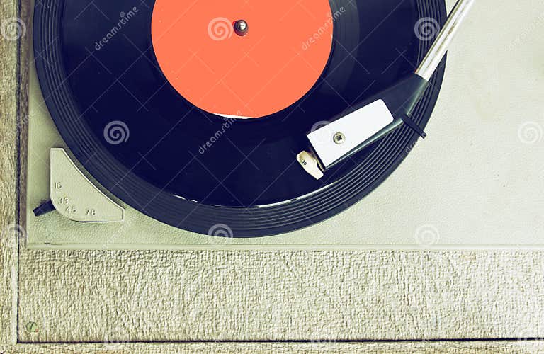 Top View of Old Record Player, Image is Retro Filtered Stock Photo ...