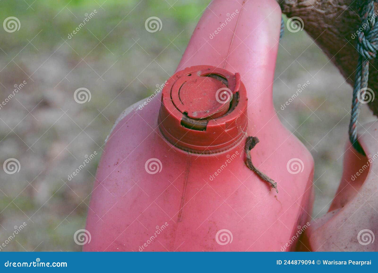 Top View Old Red Fuel Tank Hanging on a Tree. Stock Photo - Image of ...