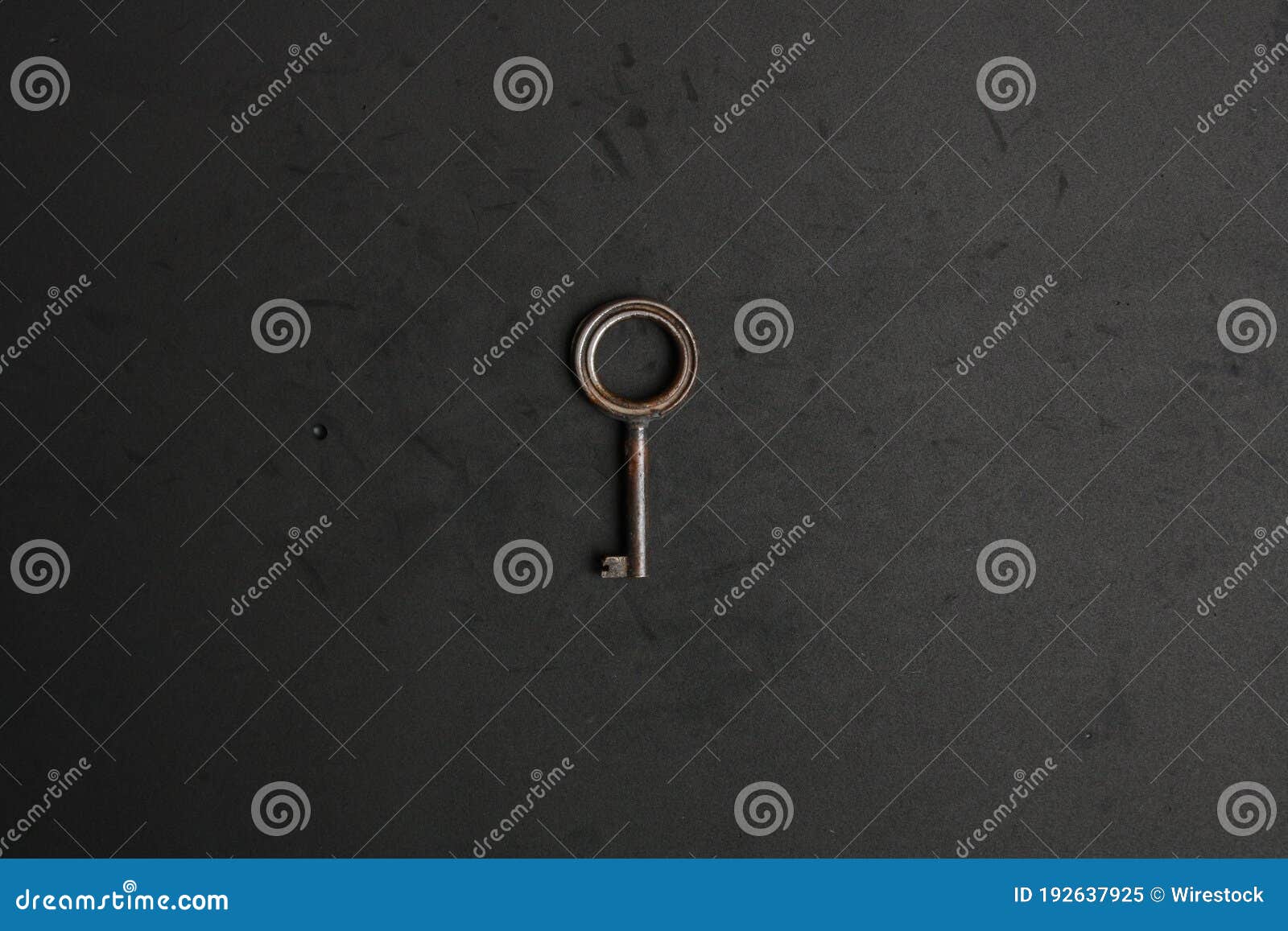 Top View of an Old Rusty Key Isolated on a Black Background Stock Image ...