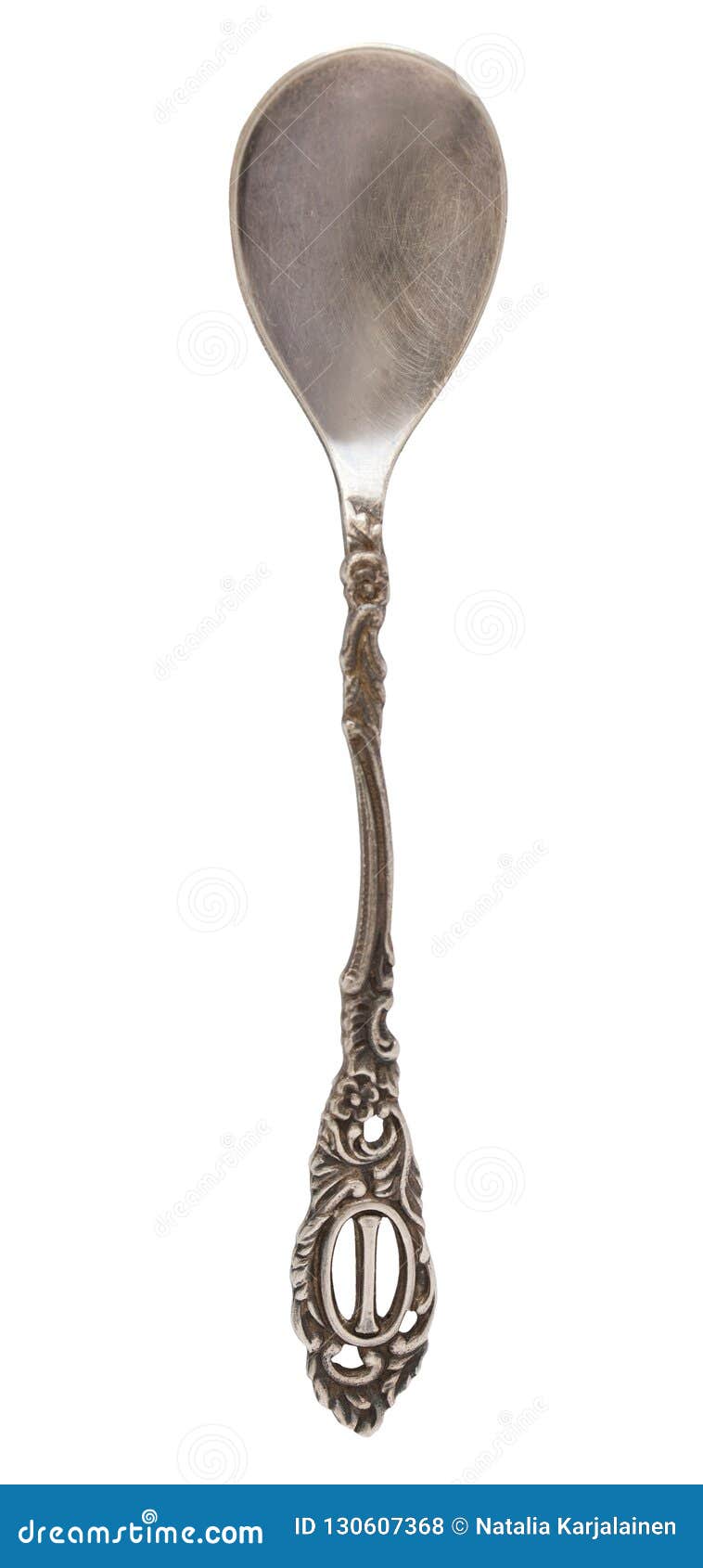 Top View of Old Silver Tea Spoon with a Beautiful Carved Handle ...