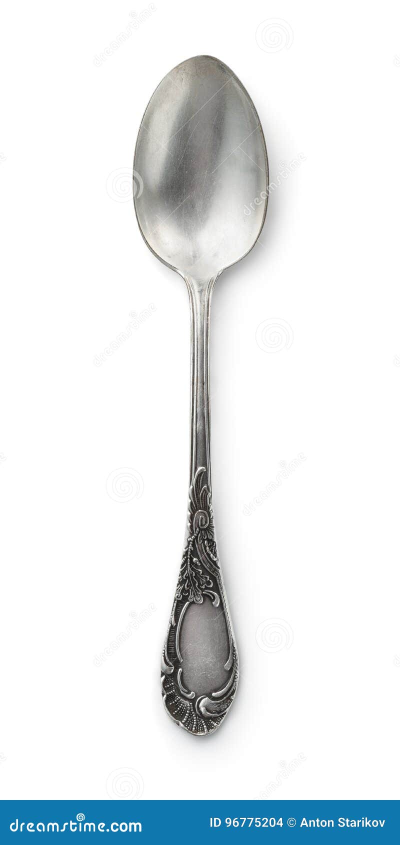 Top View of Old Silver Tea Spoon Stock Photo - Image of metal, cutlery ...