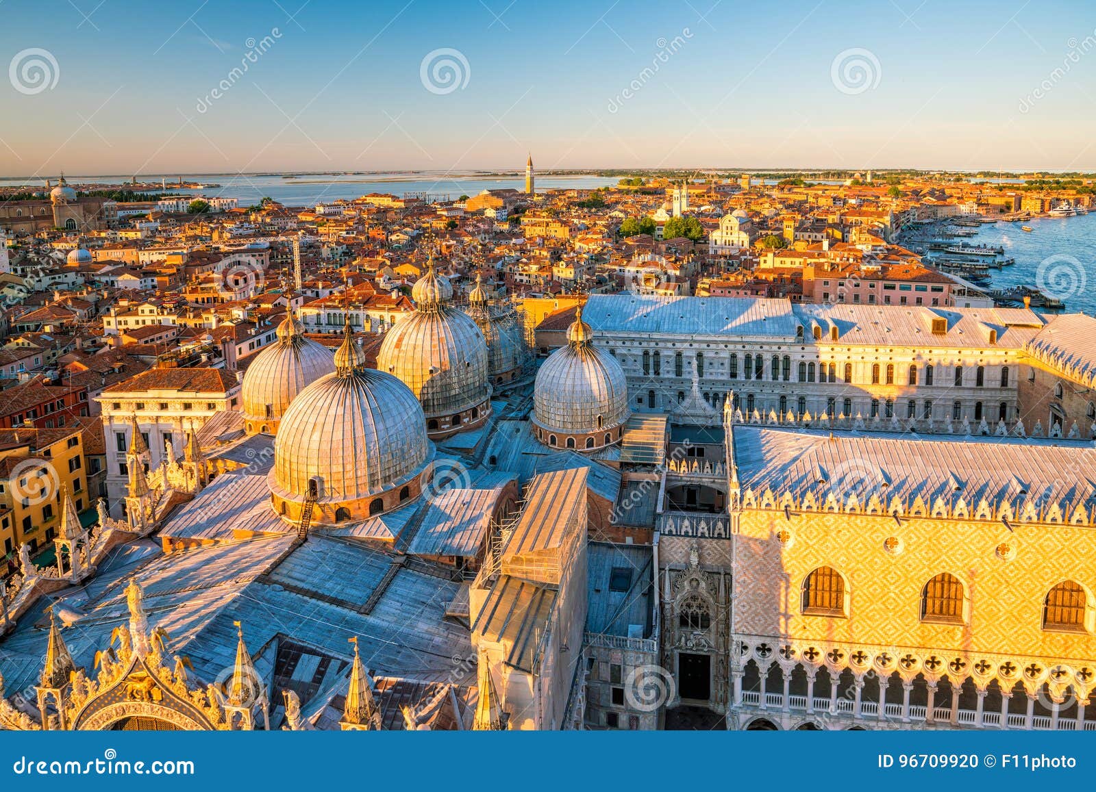 Top View of Old Town Vanice at Sunset Stock Photo - Image of background ...