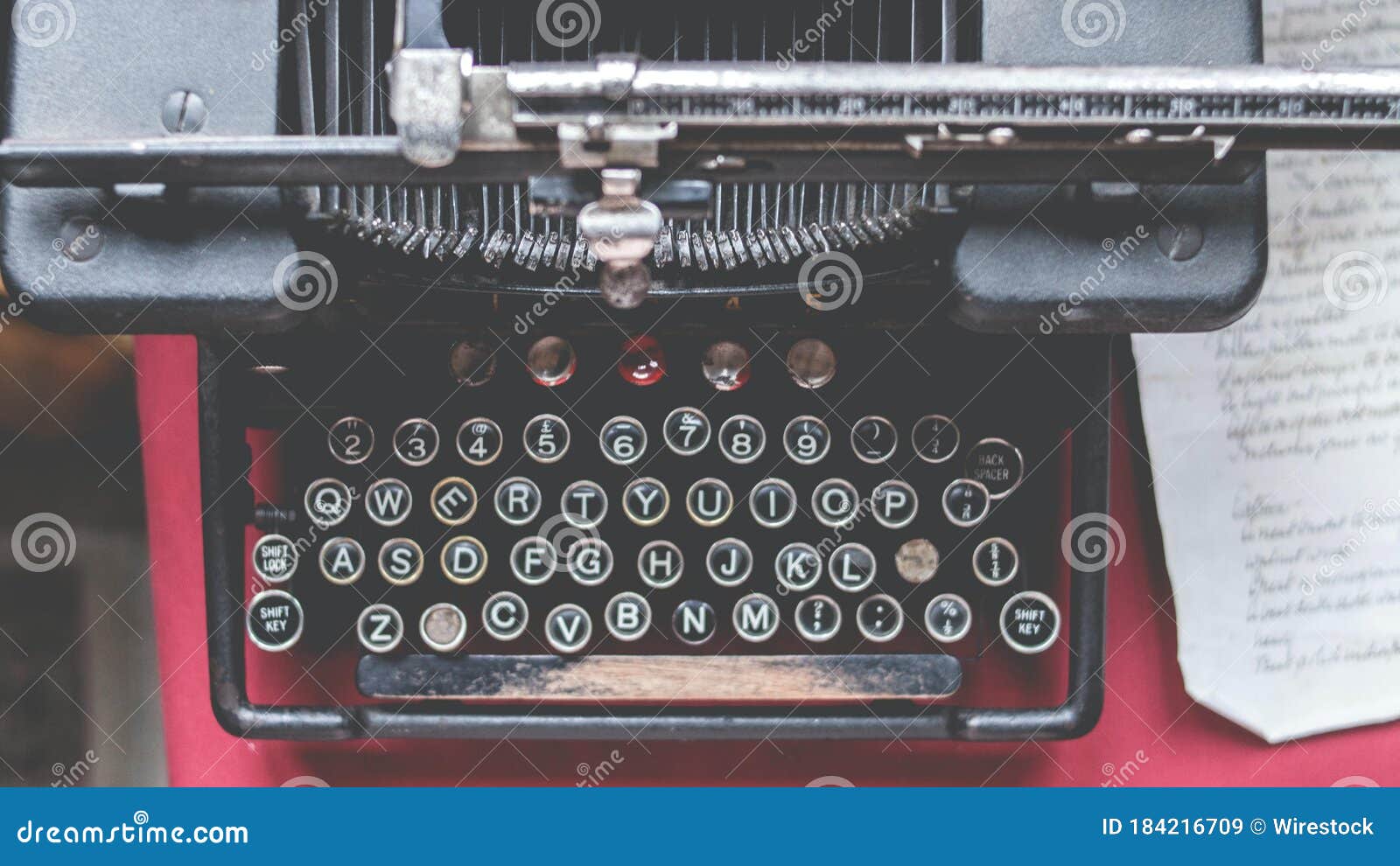 Top View of an Old Typing Machine with a Black Keyboard Stock Image ...