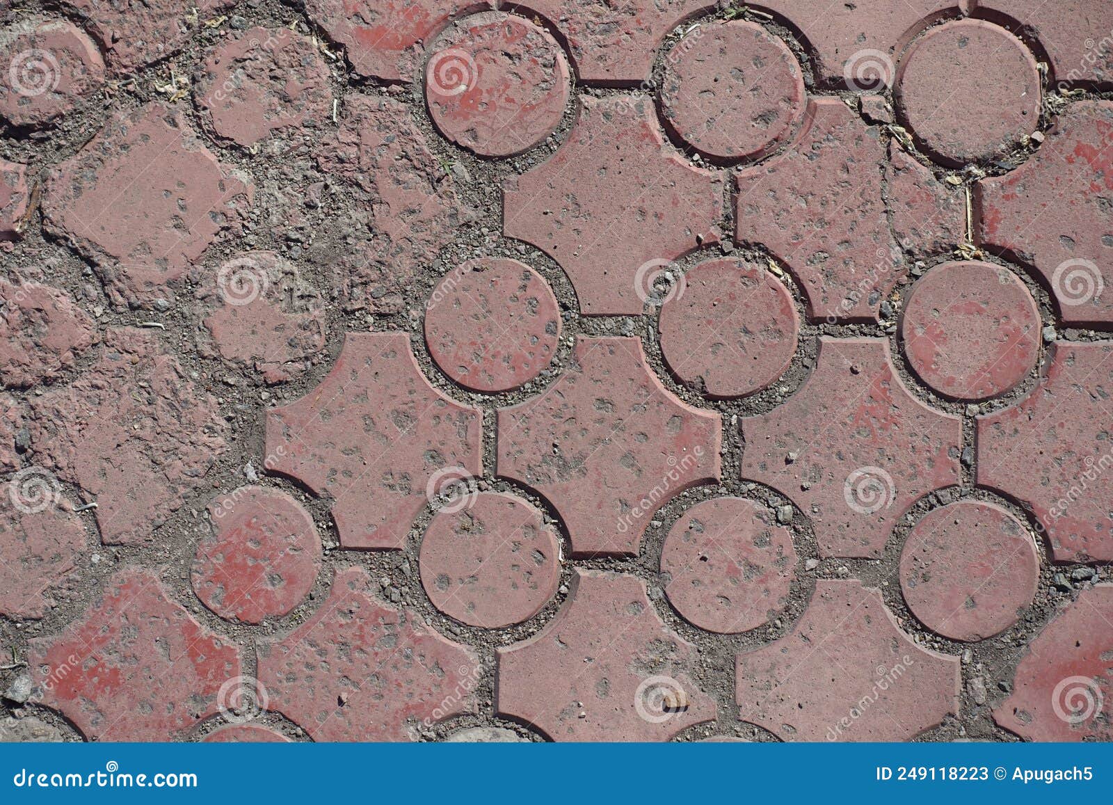 Top View of Weathered Red Concrete Pavers Stock Image - Image of joints ...