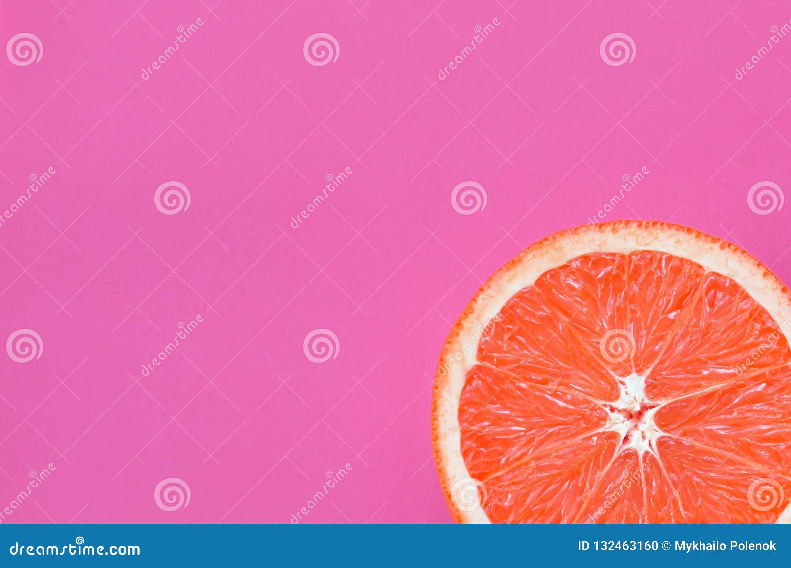 Top View of an One Grapefruit Slice on Bright Background in Purple ...